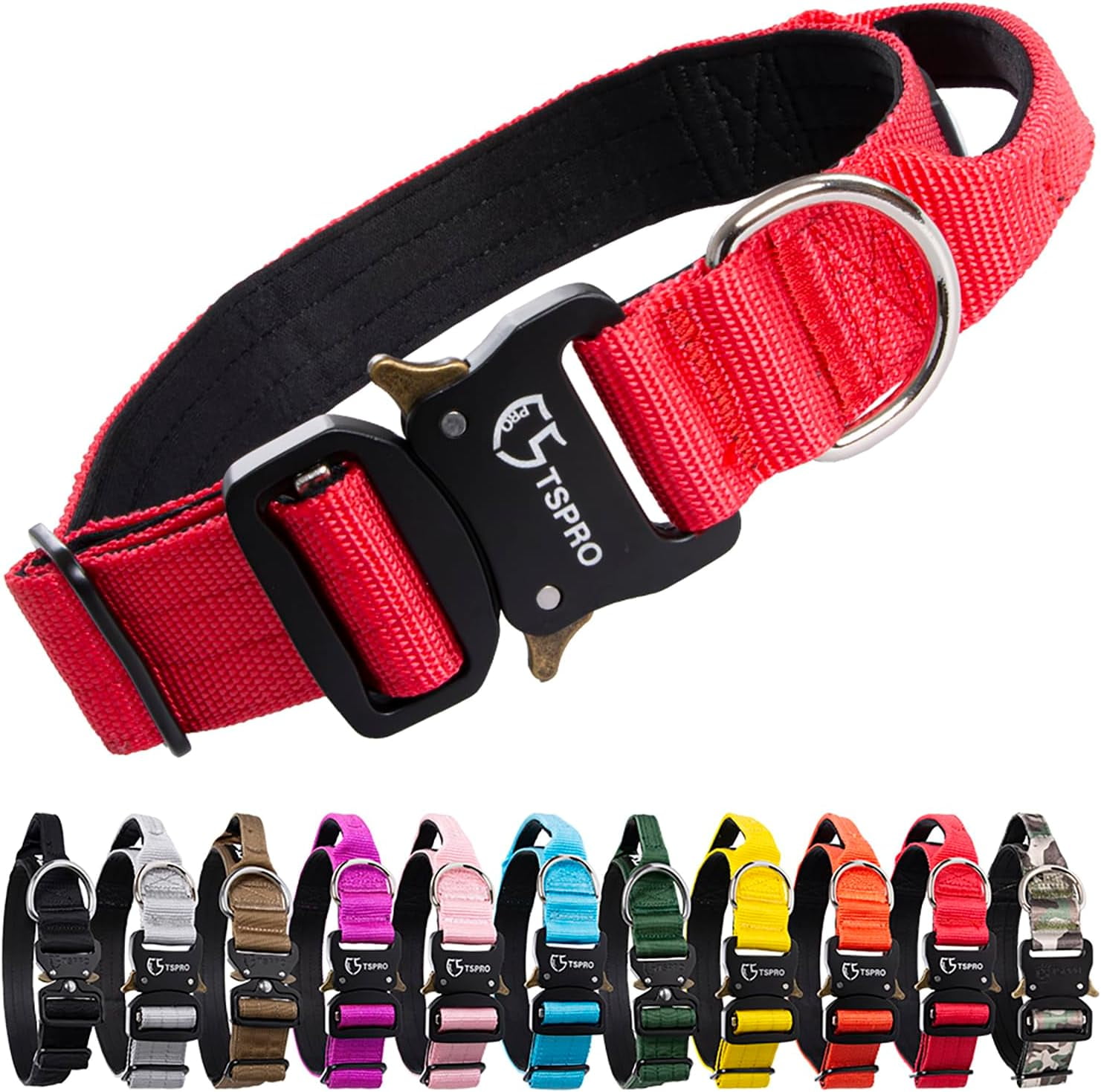 TSPRO Premium Dog Collar with Handle Thick Dog Collar Adjustable Dog ...