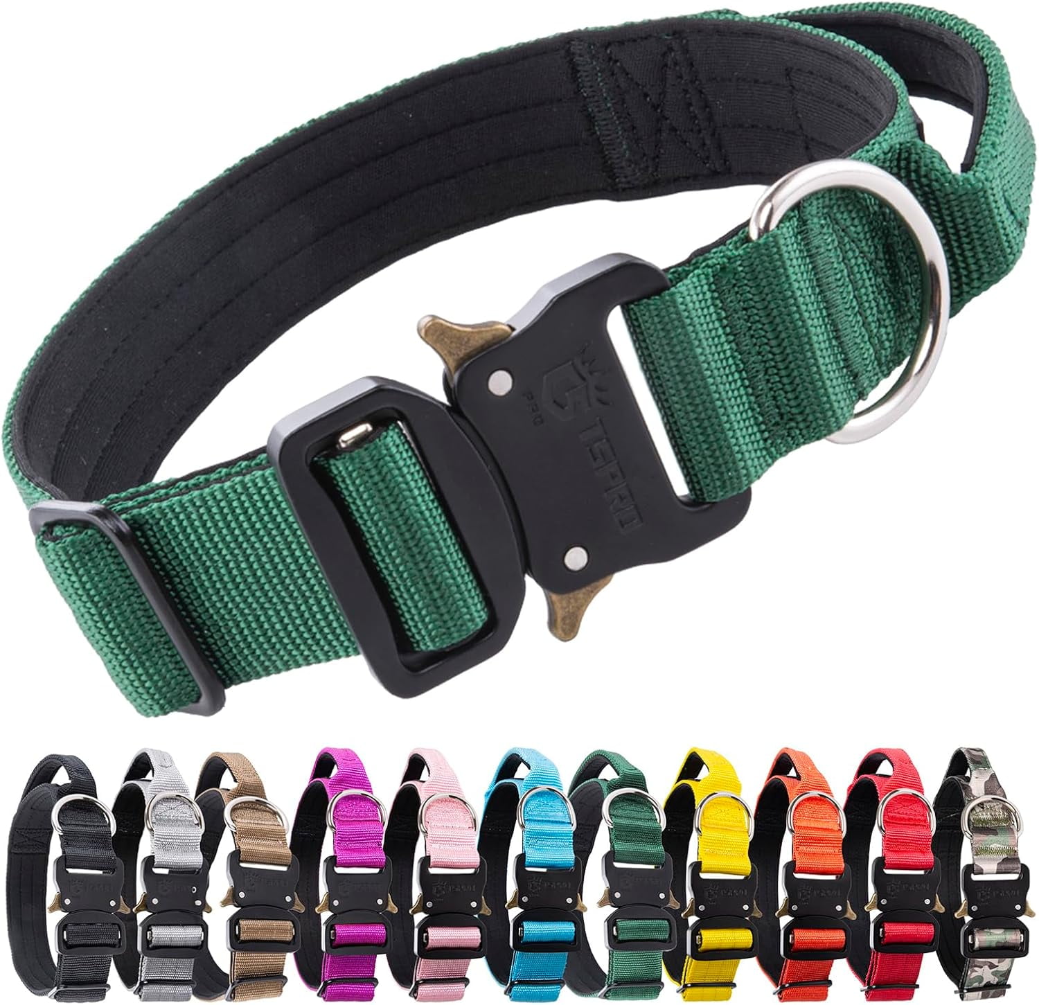 TSPRO Premium Dog Collar with Handle Thick Dog Collar Adjustable Dog ...