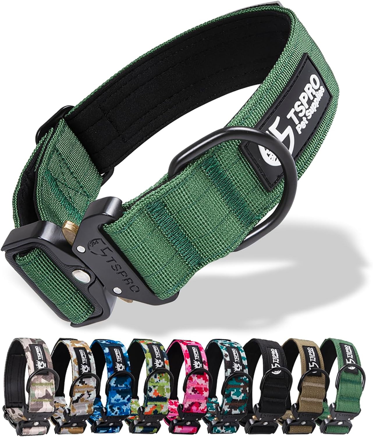 TSPRO Premium Dog Collar with USA Flag Patch Thick Dog Collar ...
