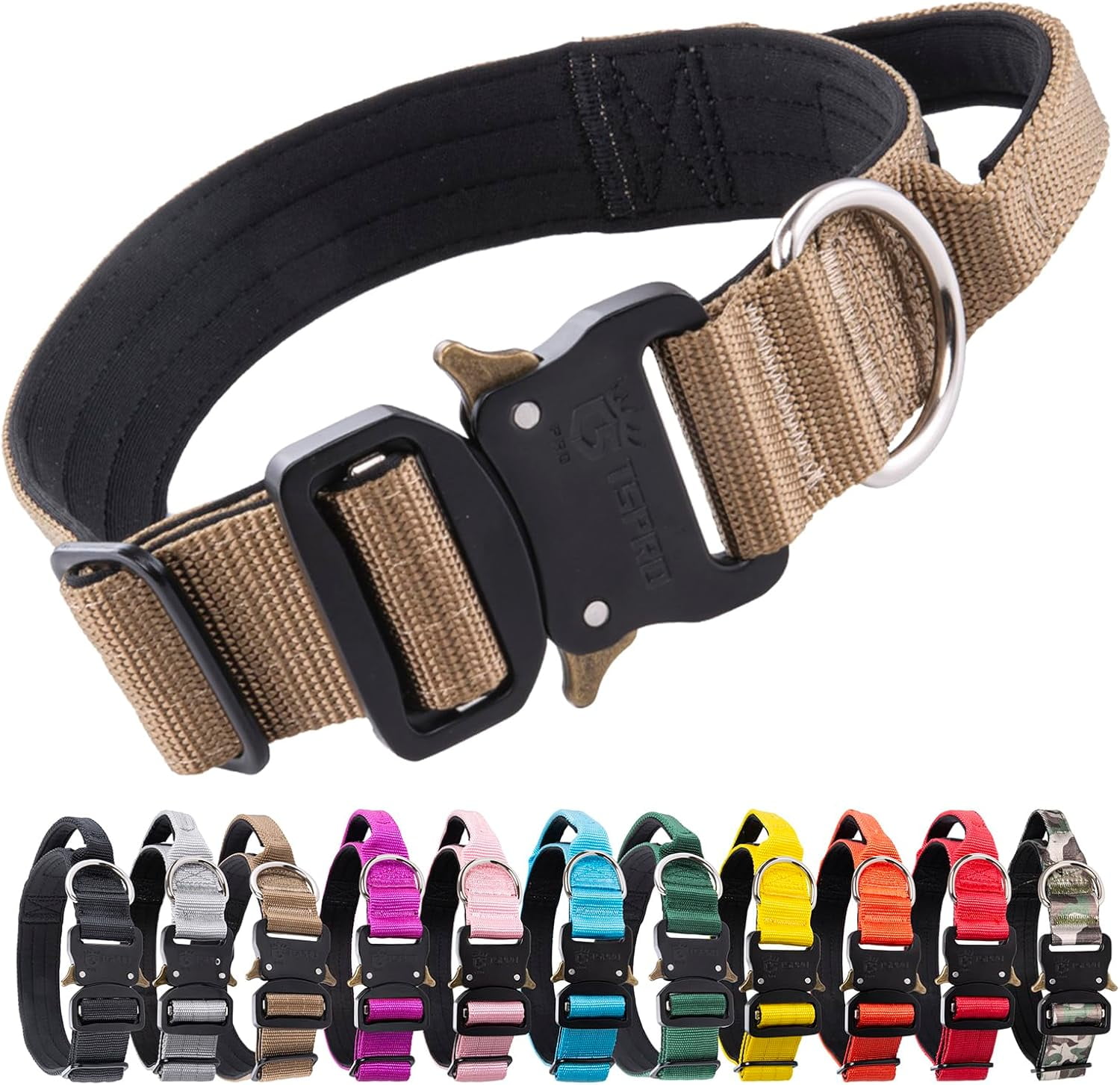 TSPRO Premium Dog Collar with Handle Thick Adjustable Heavy Duty Quick ...