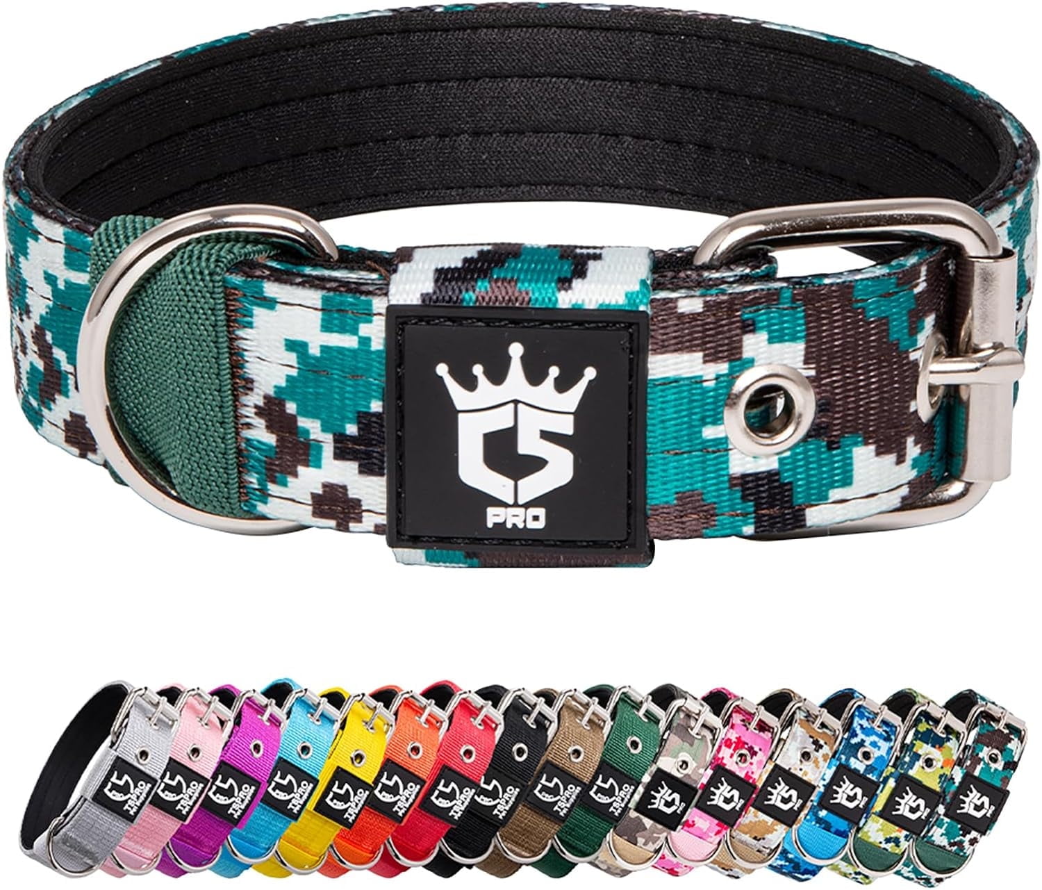 TSPRO Tactical Dog Collar 1.25 inch Wide Camo Dog Collar Military Grade ...
