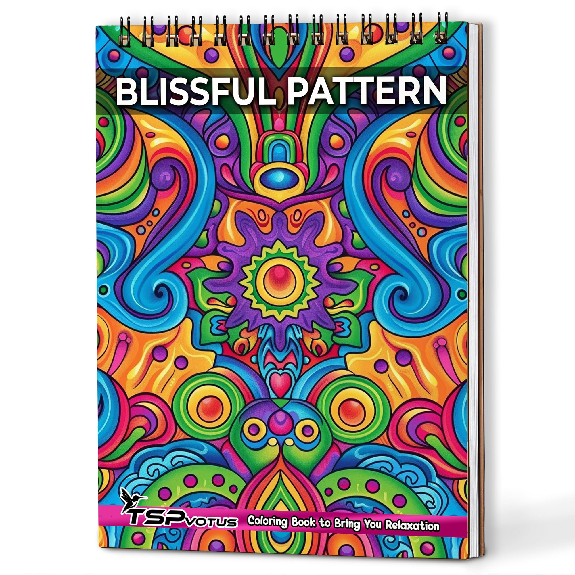 TSPVOTUS Blissful Pattern Spiral Bound Adults Coloring Book, A5 Wooden ...