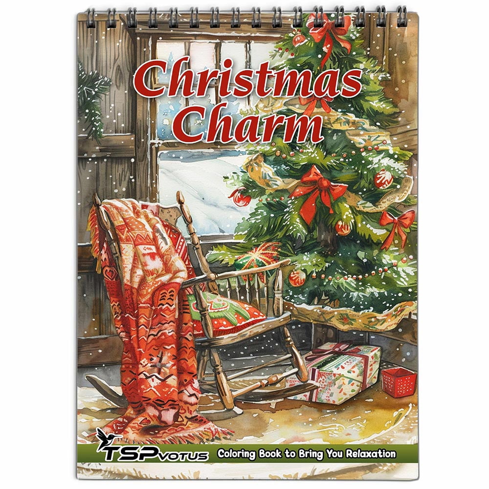 TSPVOTUS Christmas Charm Coloring Book for Adult, Spiral Bound, Soft ...