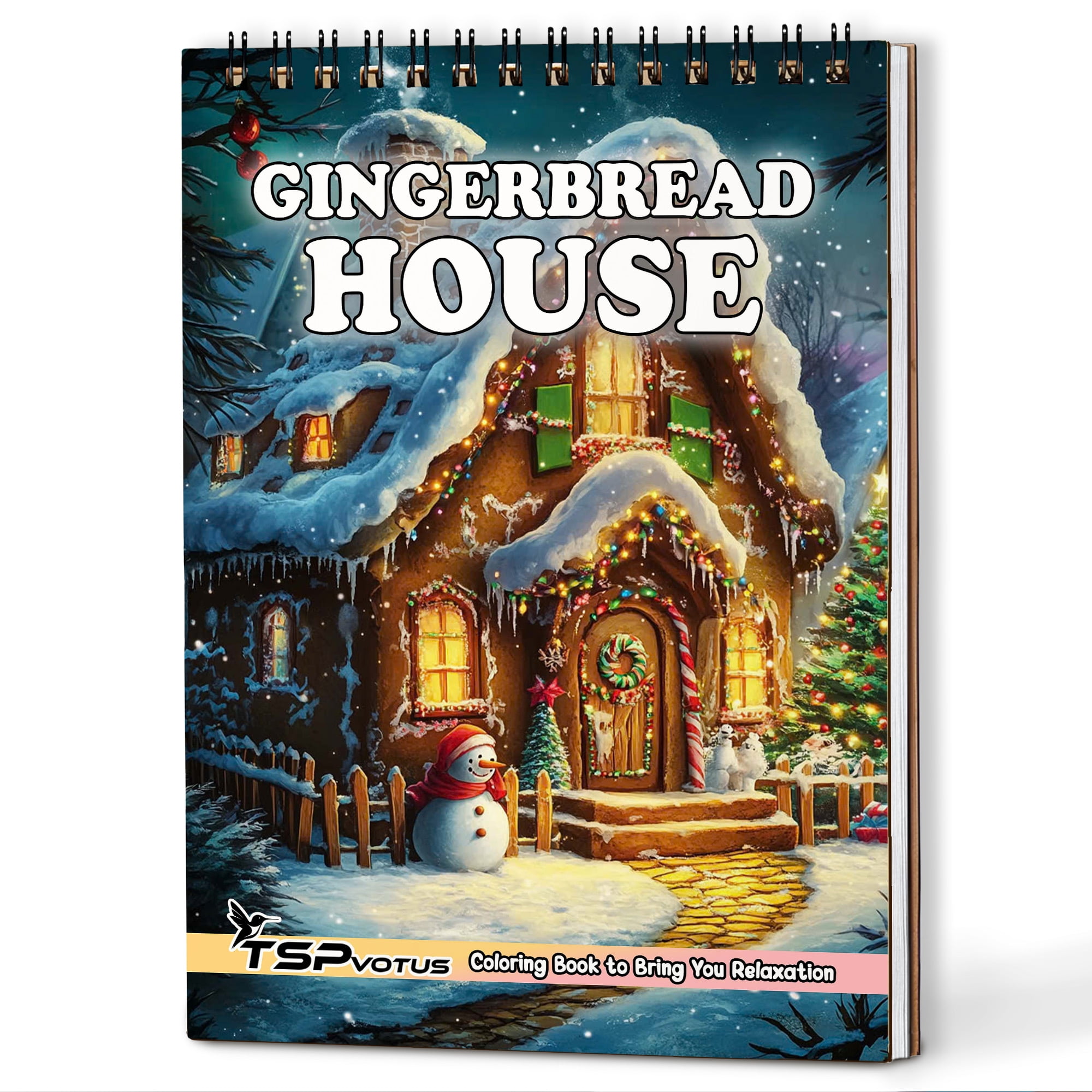 TSPVOTUS Gingerbread House Spiral Bound Adult Coloring Book, A5 Wooden ...