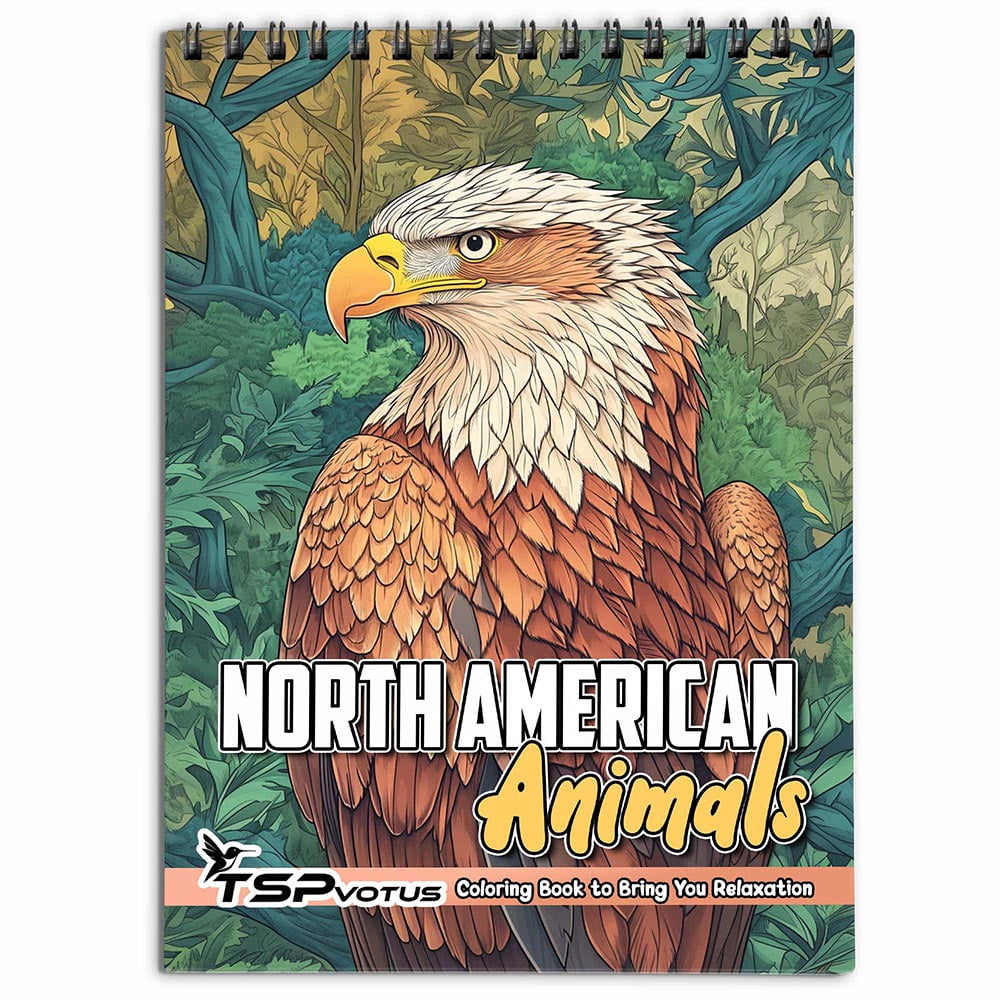 TSPVOTUS North American Animals Coloring Book for Adult, Spiral Bound ...