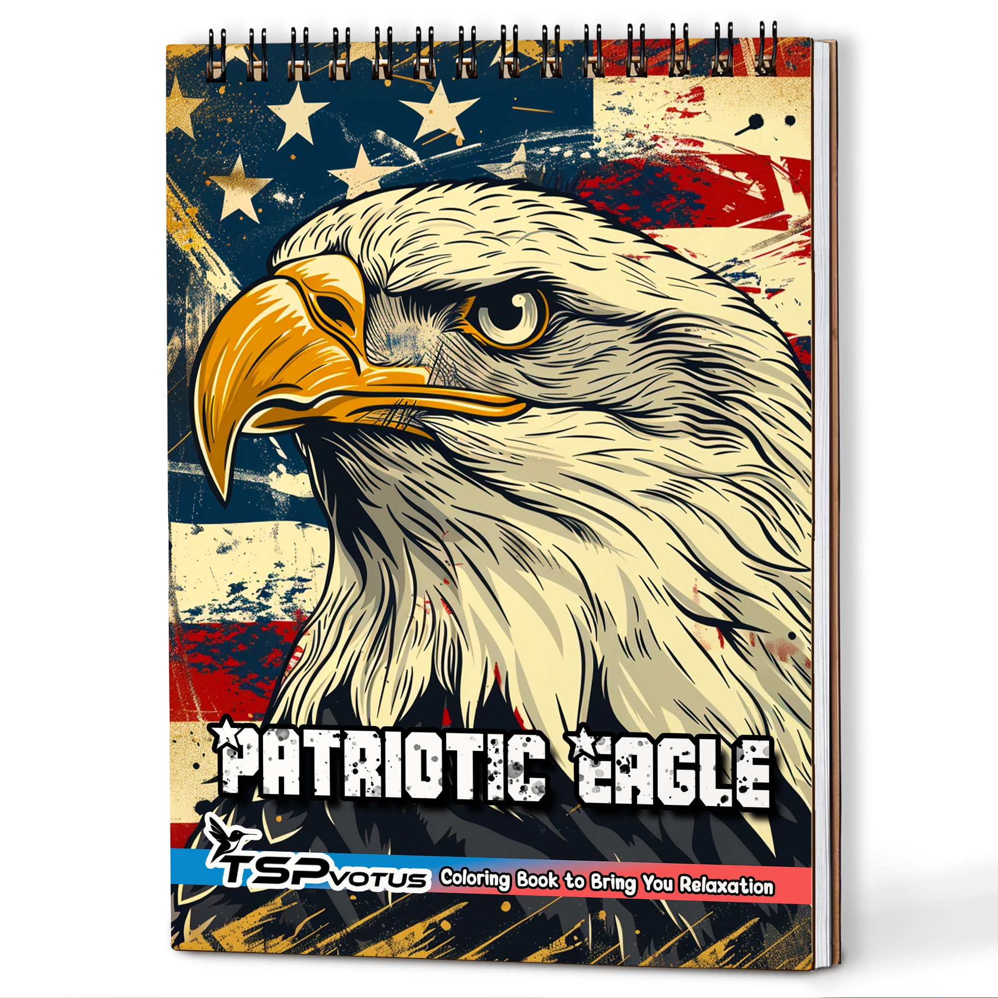 TSPVOTUS Patriotic Eagle Spiral Bound Adult Coloring Book, A5 Wooden ...