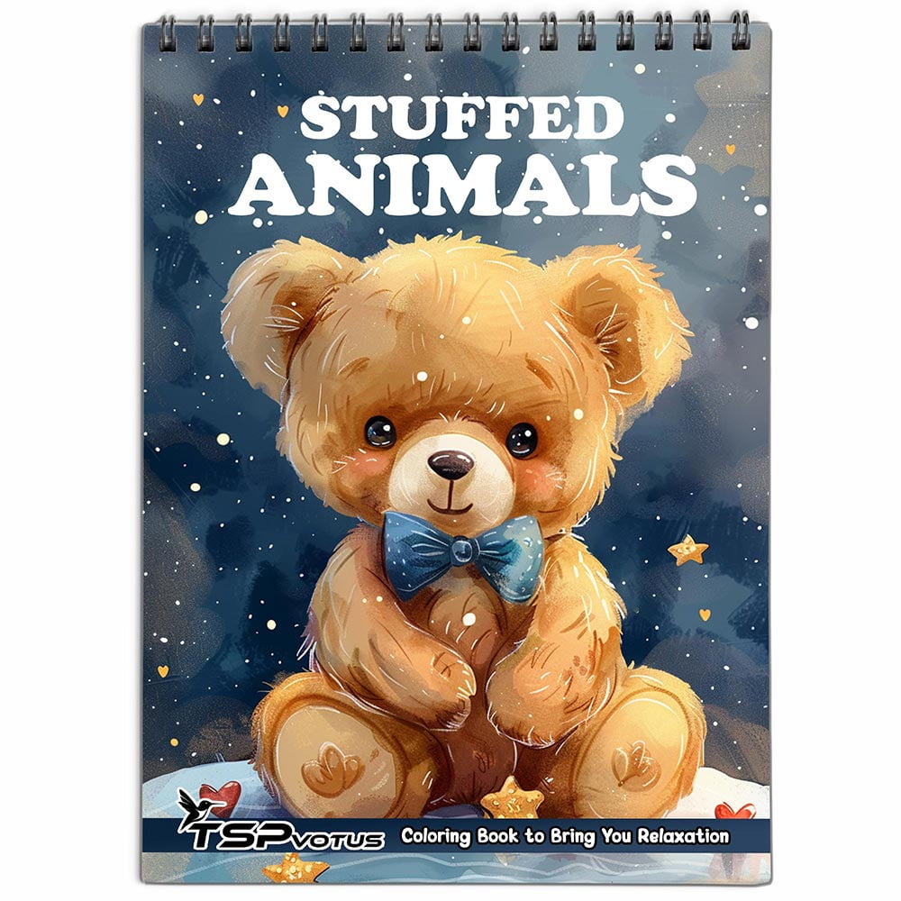 TSPVOTUS Stuffed Animals Coloring Book for Adult, Spiral Bound, Soft ...