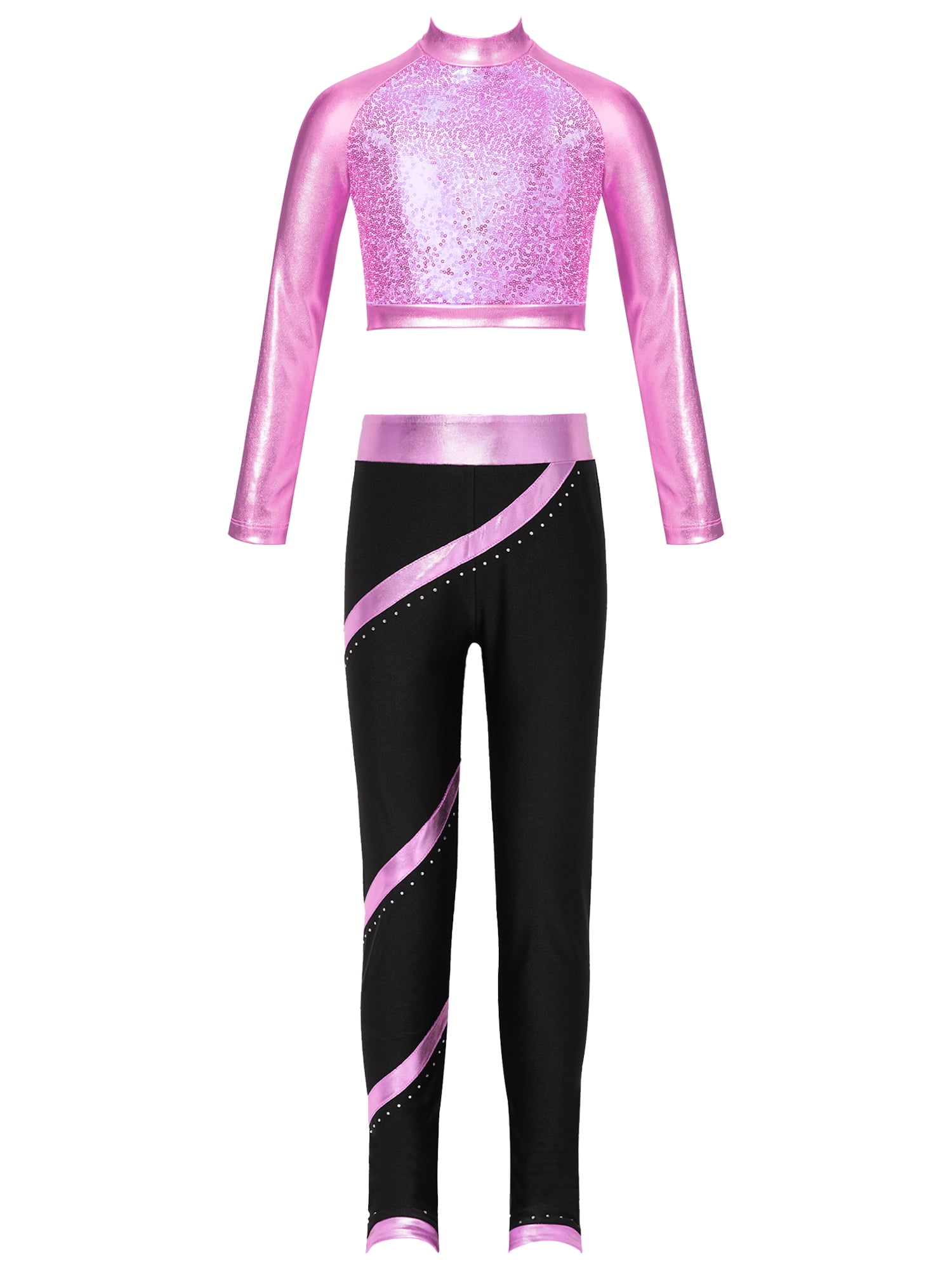 TSSOE Activewear Set for Girls Crop Top with Legging Gymnastics Jazz ...