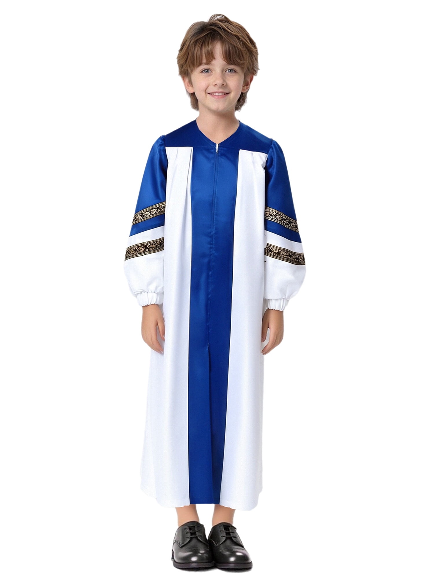TSSOE Clergy Robe for Kids Boys V Neck Long Sleeve Zipper Choir ...