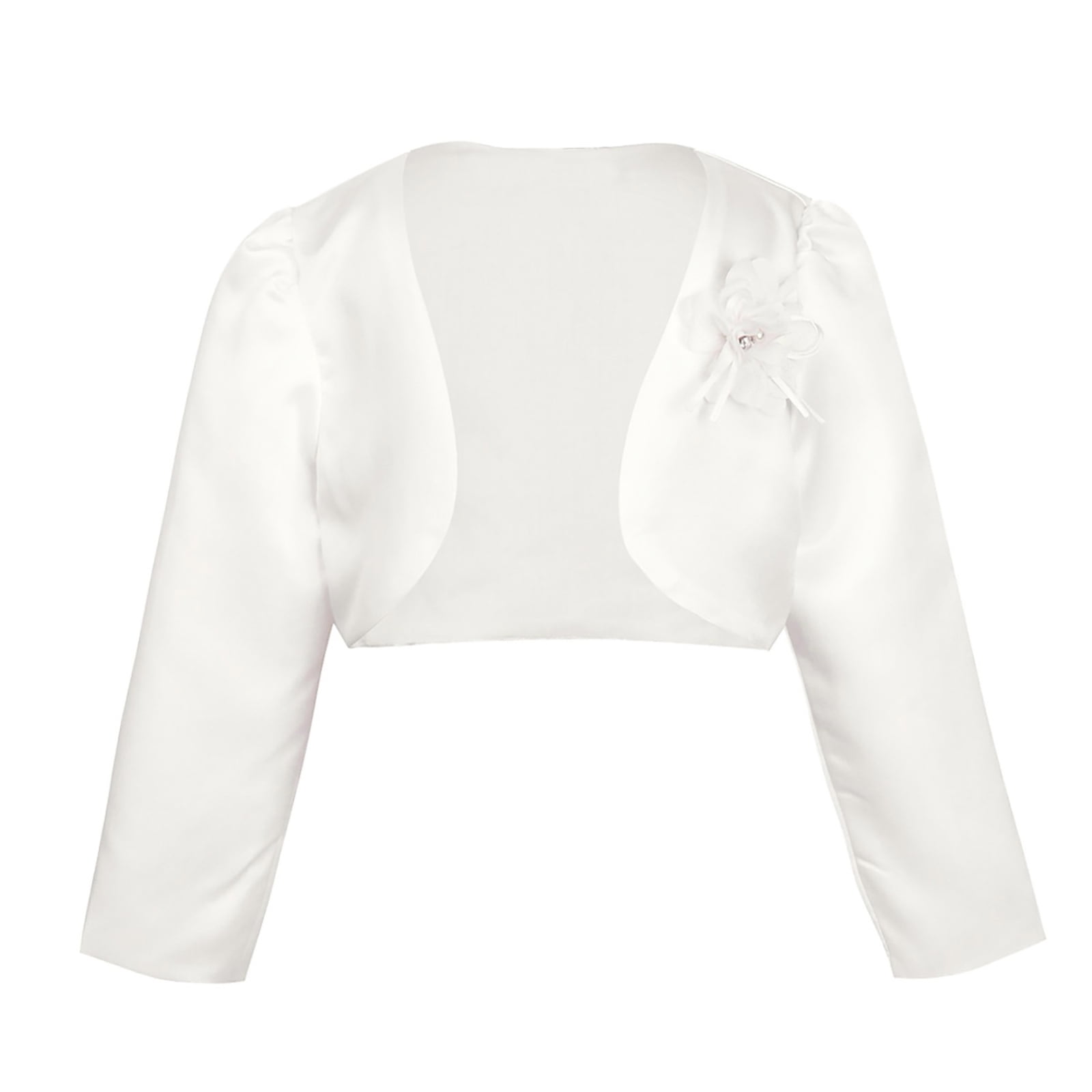 TSSOE Flower Girls' Bolero Cardigan Long Sleeve Satin Shrug Sweaters ...