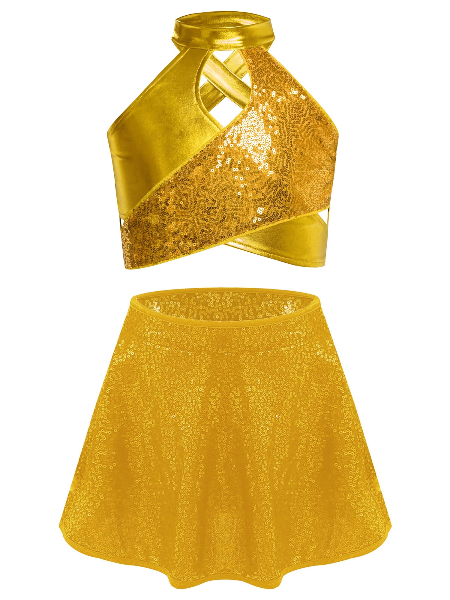 TSSOE Girls Jazz Latin Performance Set Cheerleading Dance Outfits Disco ...