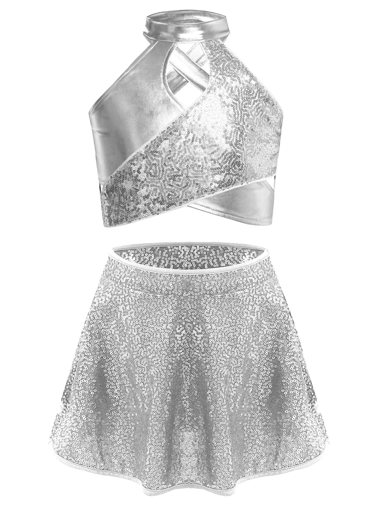 TSSOE Girls Jazz Latin Performance Set Cheerleading Dance Outfits Disco ...