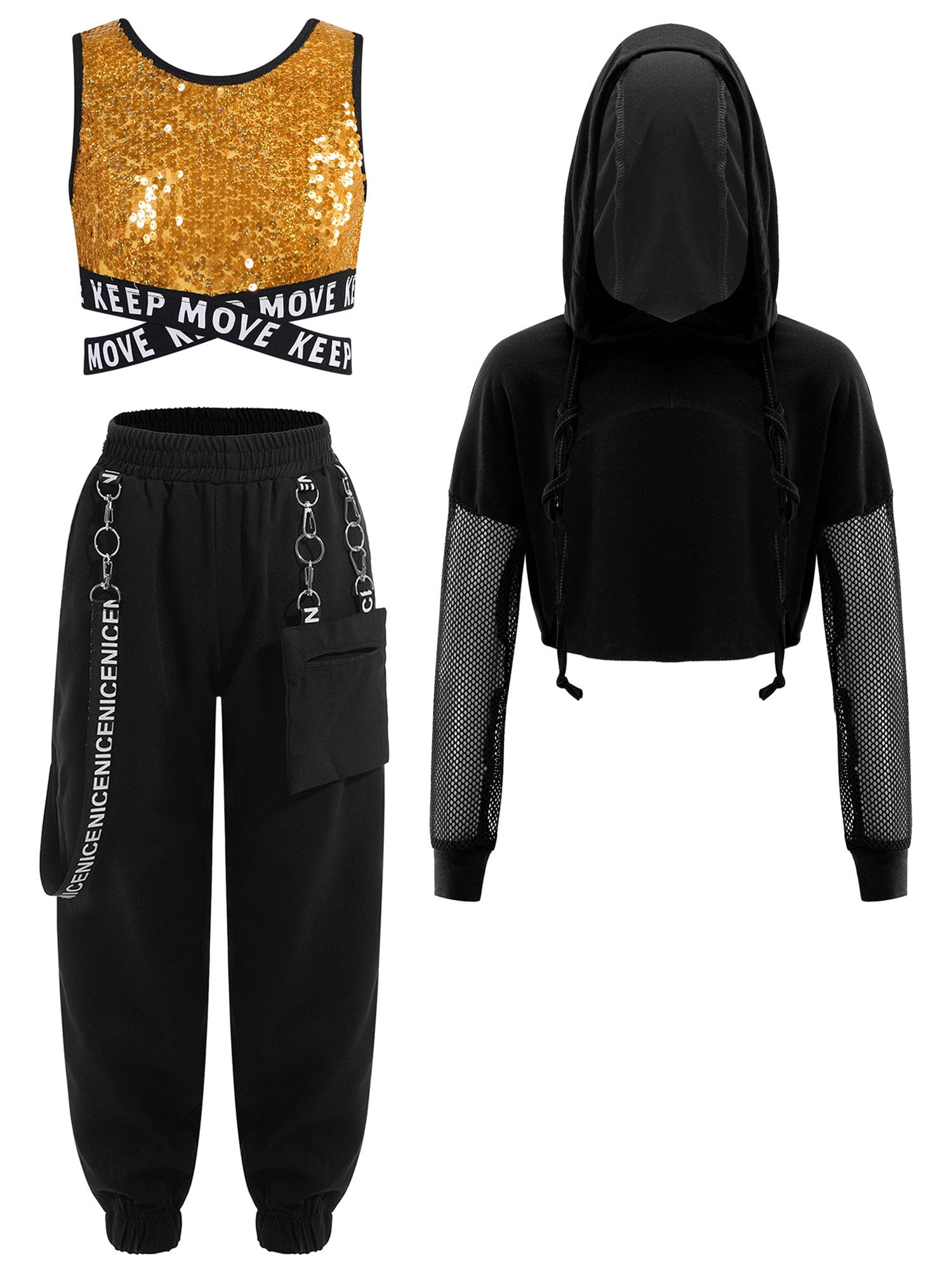 TSSOE Girls' Jazz Street Dance Outfits Hip Hop Clothes Hoodie Tank Tops ...