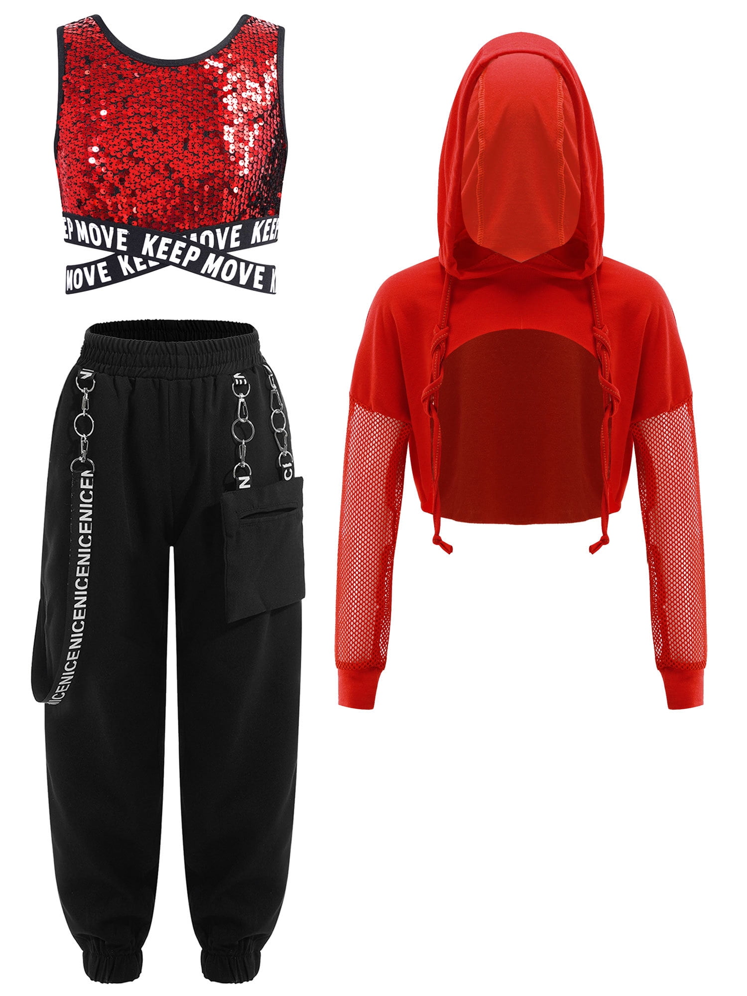 TSSOE Girls' Jazz Street Dance Outfits Hip Hop Clothes Hoodie Tank Tops ...