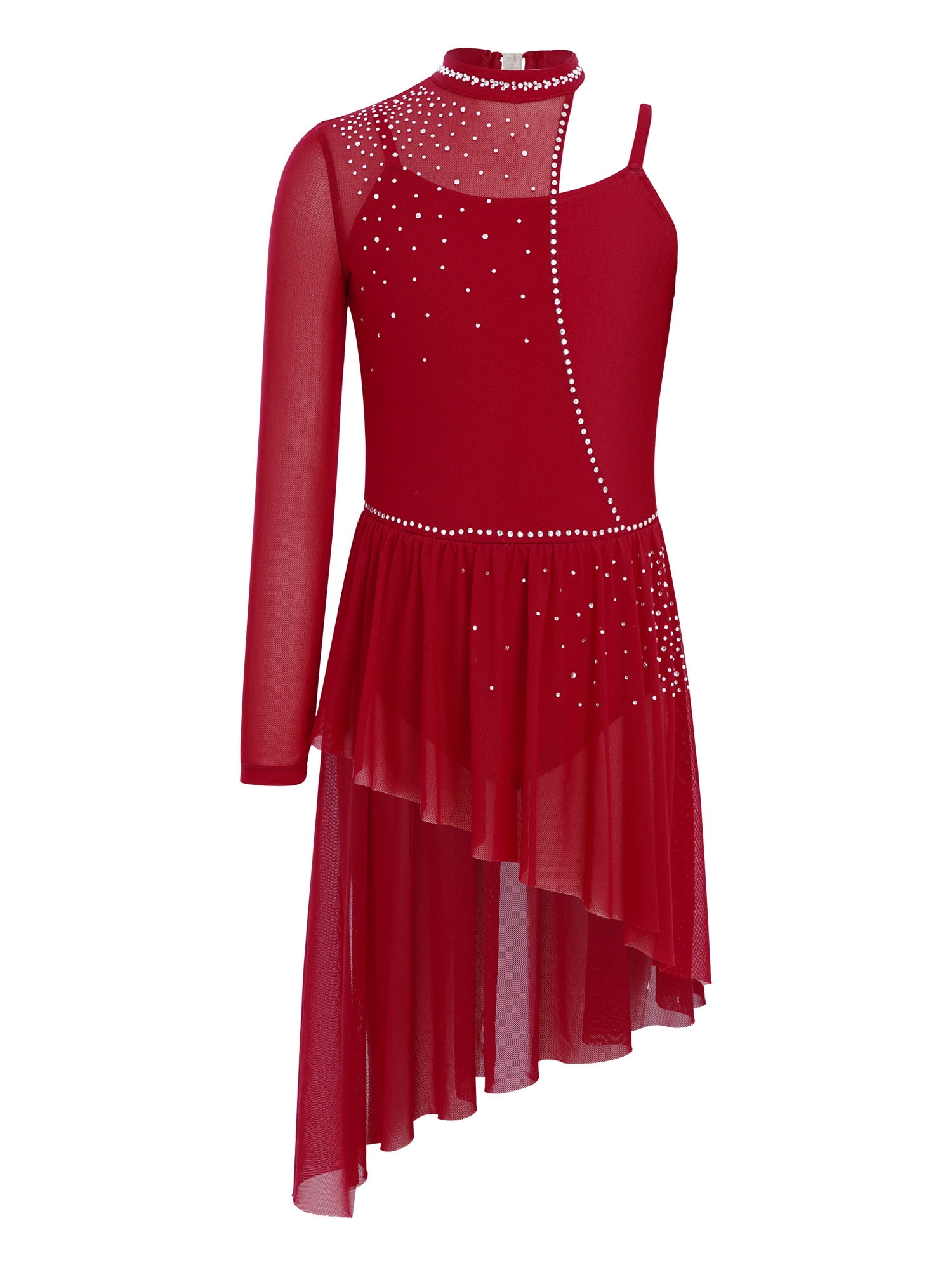 TSSOE Girls Lyrical Dance Dress Figure Skating Leotard Asymmetrical ...