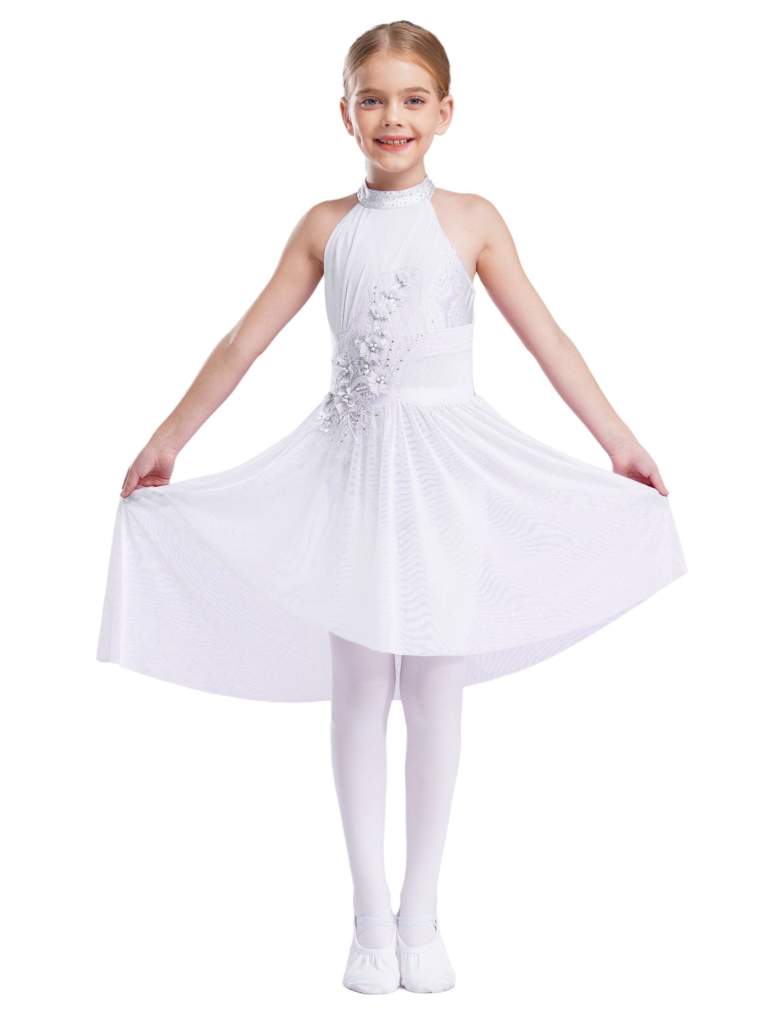 TSSOE Girls Lyrical Dance Dress Latin Ballet Jazz Leotard Gown Halter ...