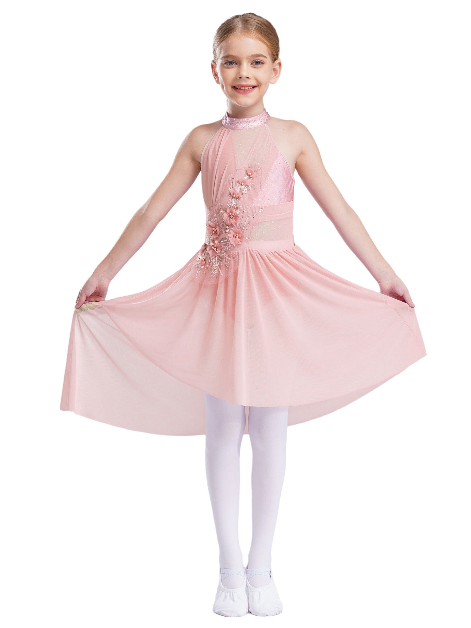 TSSOE Girls Lyrical Dance Dress Latin Ballet Jazz Leotard Gown Halter ...