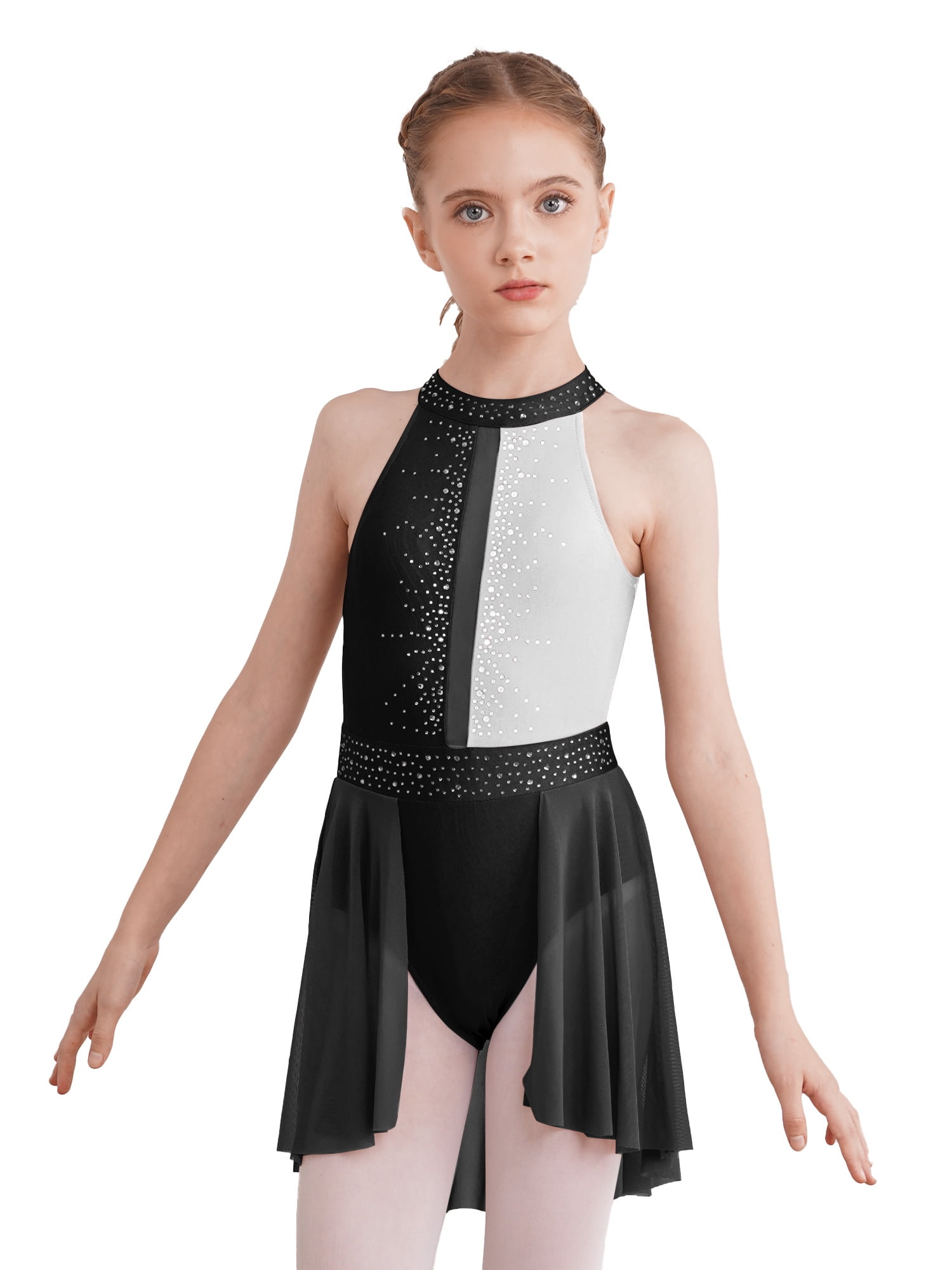 TSSOE Girls Sequins Ballet Dance Lyrical High Low Chiffon Dress Kids ...