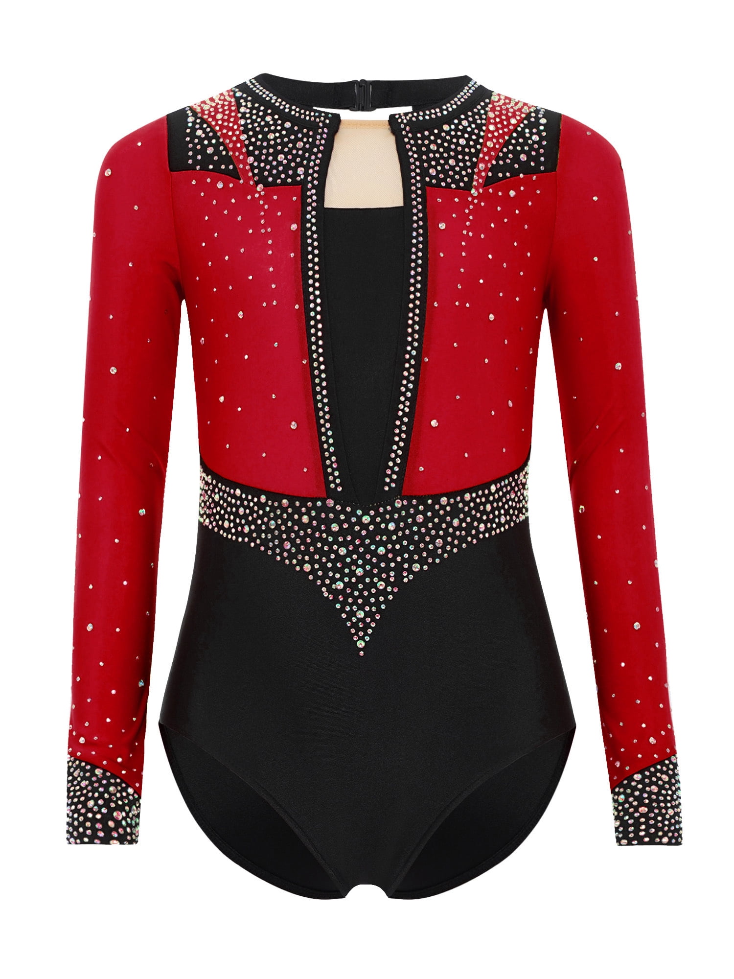 TSSOE Gymnastics Leotard for Girls Sheer Mesh Skating Jumpsuit Ballet ...