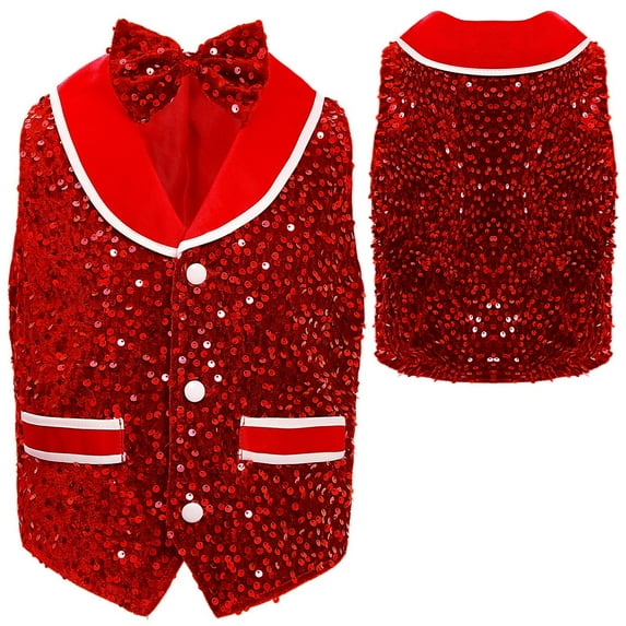 TSSOE Kids Boys Girls Sequin Velvet Vest Disco Party Waistcoat Hip Hop ...