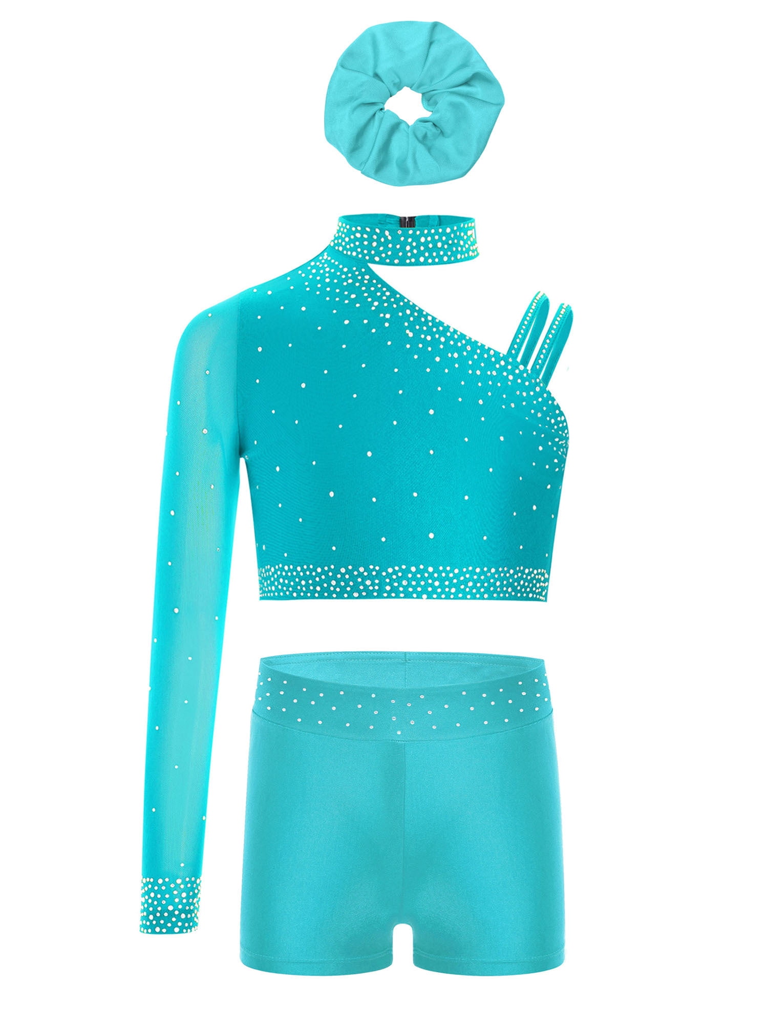 TSSOE Kids Girls 2 Pieces Athletic Sport Dance Outfits Shiny Crop Top ...
