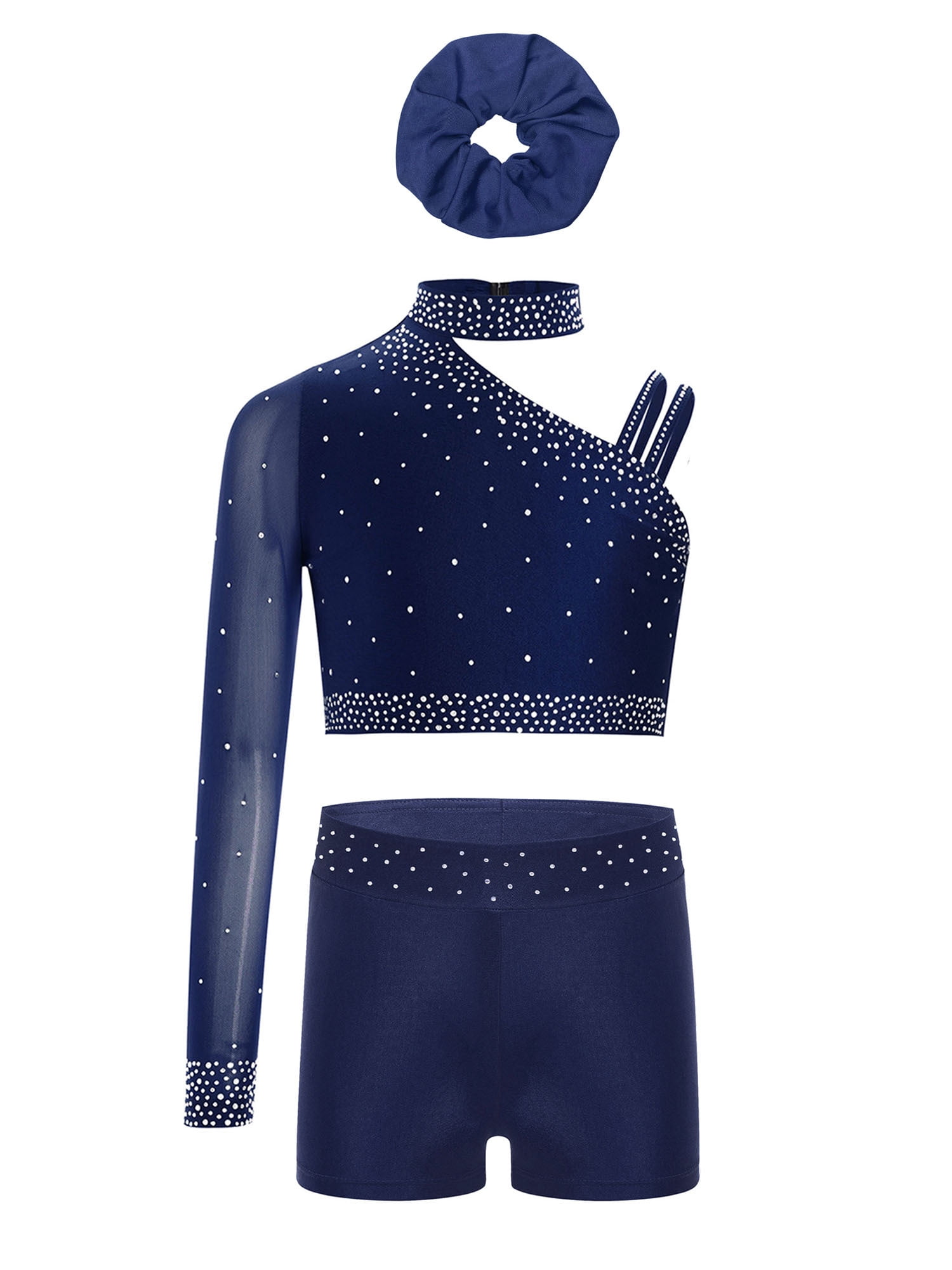 TSSOE Kids Girls 2 Pieces Athletic Sport Dance Outfits Shiny Crop Top ...