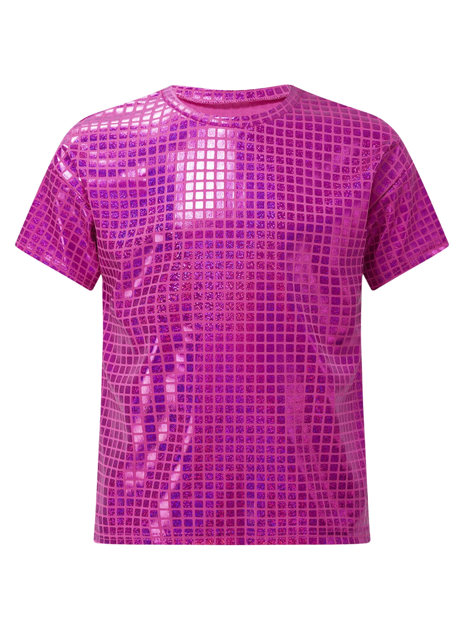 TSSOE Kids Girls Boys Shiny Metallic Jazz Hip Hop Dance Tops Tees Loose ...