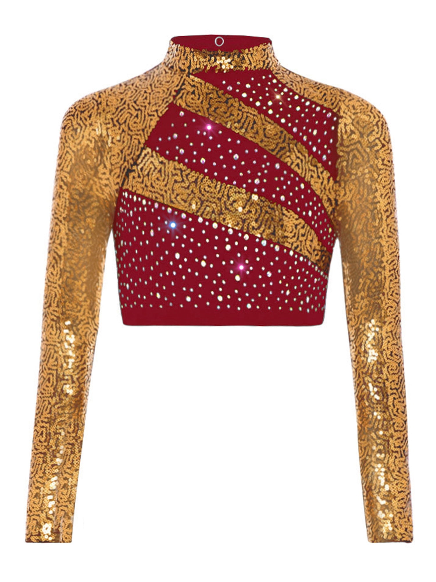 TSSOE Kids Girls Cheerleading Dance Crop Tops Shiny Rhinestone Color ...