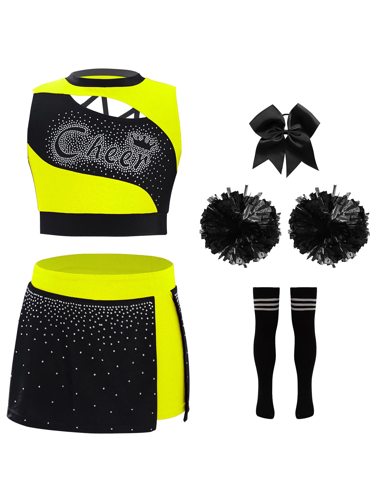 TSSOE Kids Girls Cheerleading Outfit Cheer Uniform Sleeveless ...
