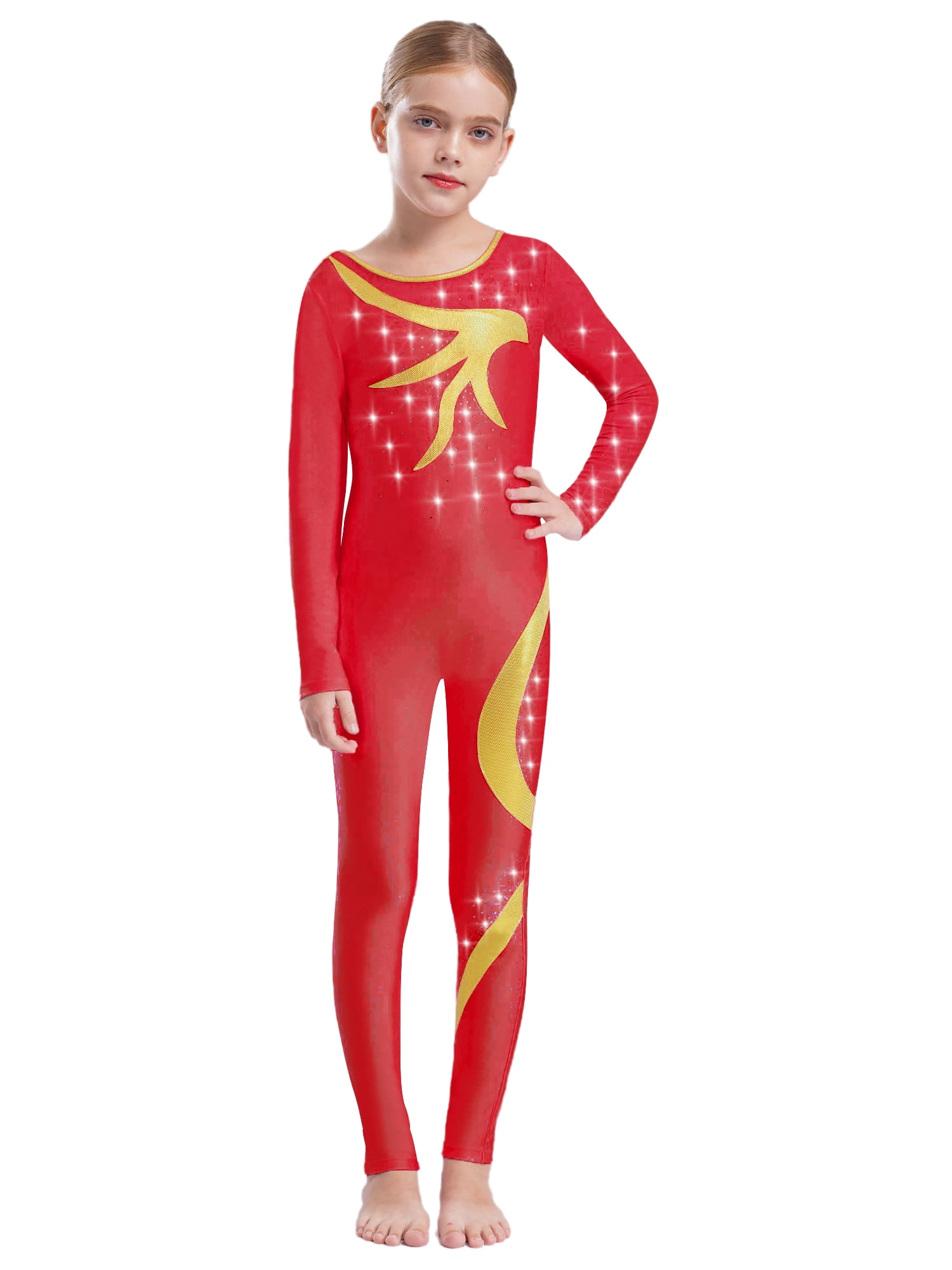 TSSOE Kids Girls Dance Unitard Full Bodysuit Rhythmic Gymnastics ...