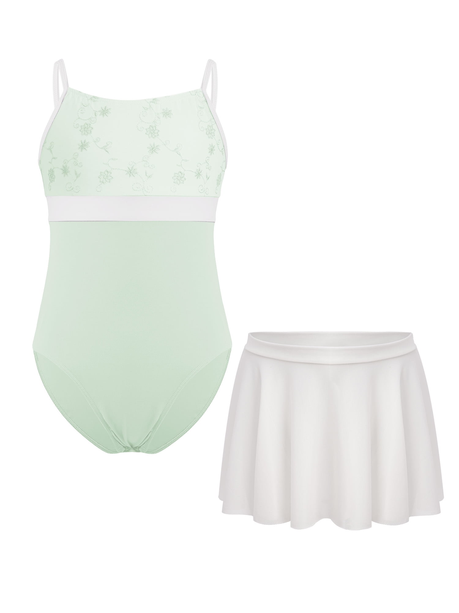 TSSOE Kids Girls Floral Embroidery Camisole Gymnastics Leotard Dance ...