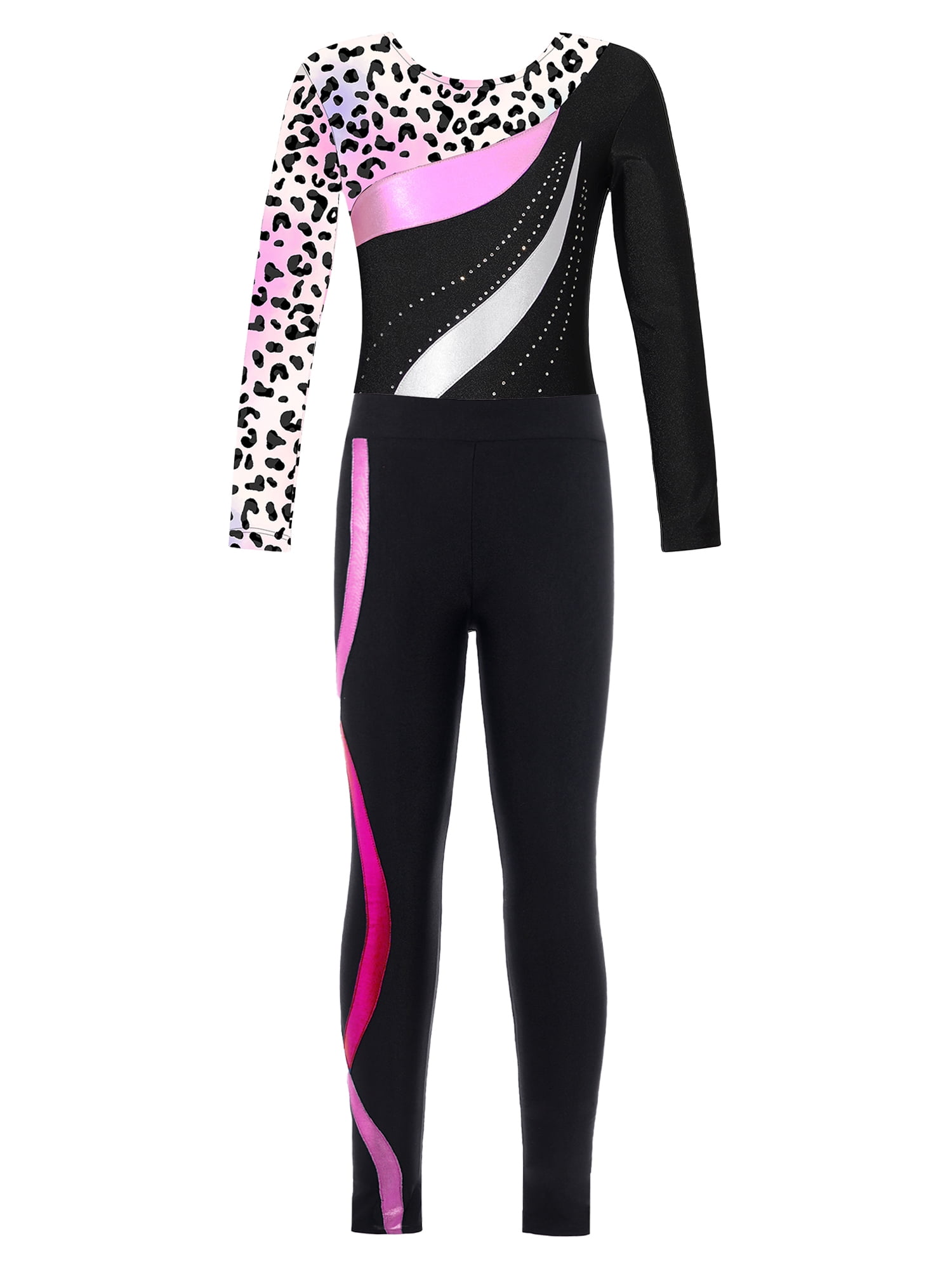 TSSOE Kids Girls Long Sleeve Gymnastics Leotards with Side Striped ...
