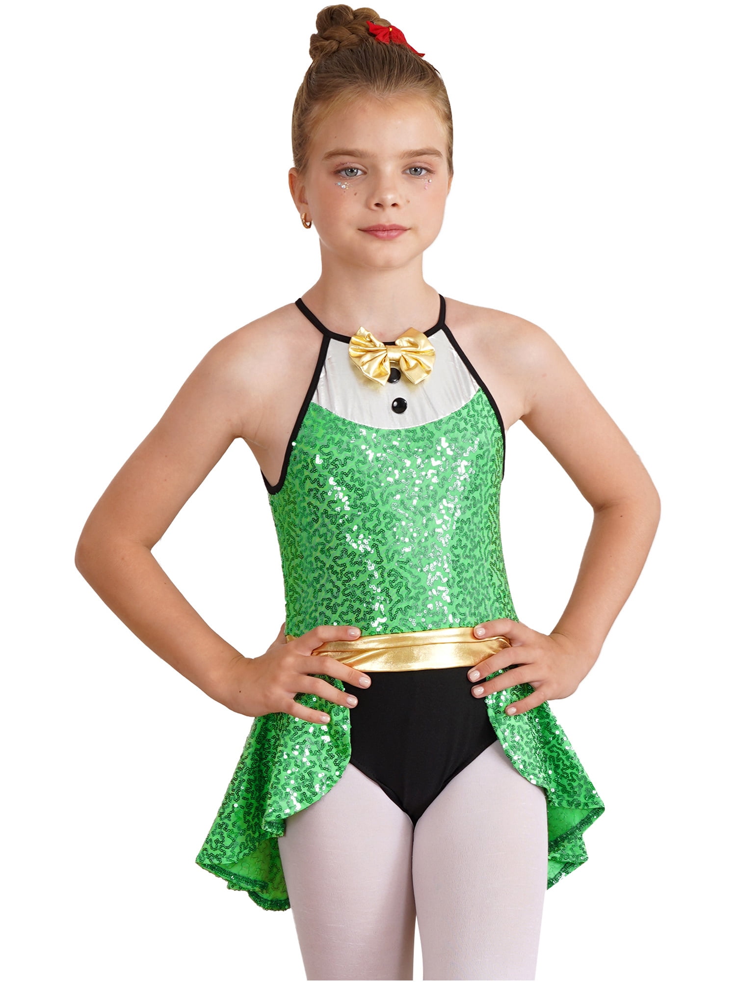 TSSOE Kids Girls One Piece Cutout Back Sequin Romper Bodysuit Christmas ...