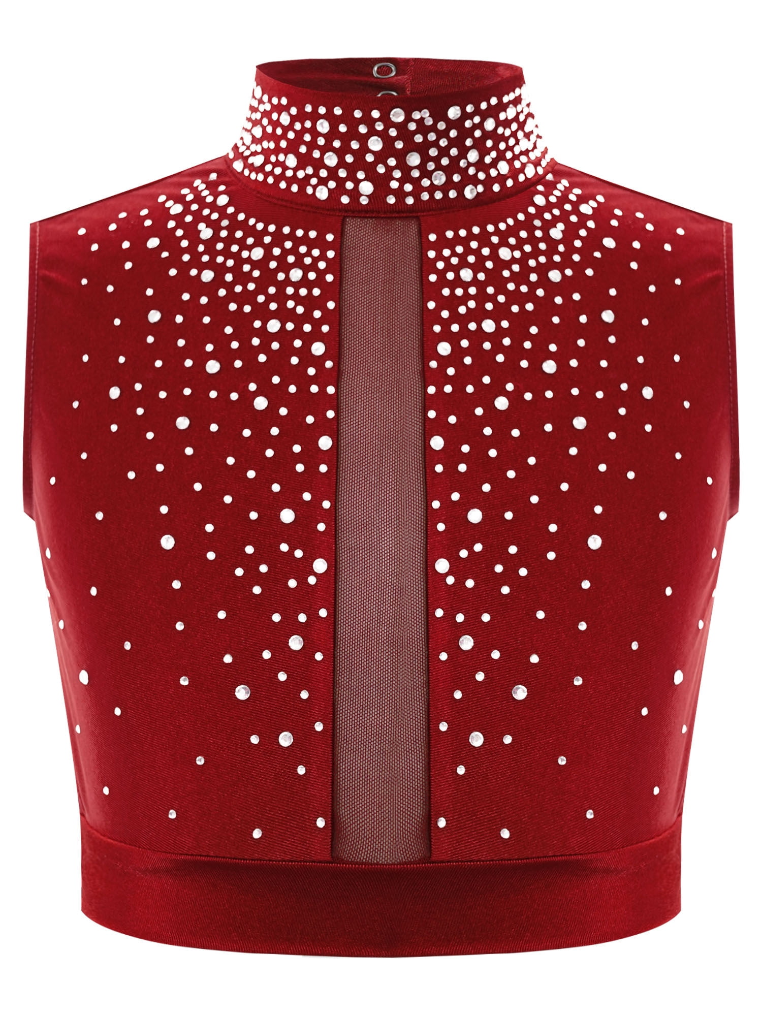 TSSOE Kids Girls Shiny Rhinestone Sleeveless Keyhole Back Jazz Hip Hop ...