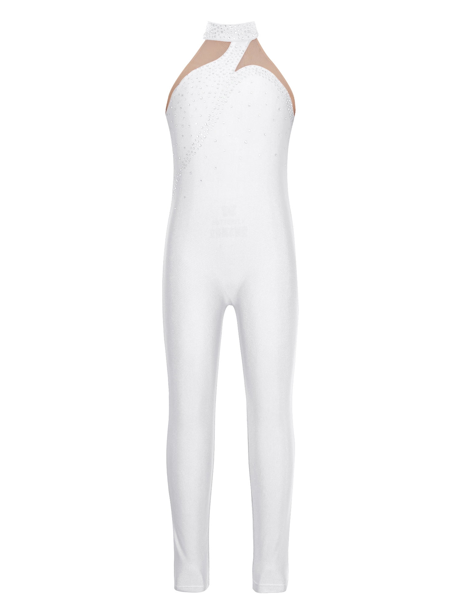 TSSOE Kids Girls Rhinestone Sleeveless Full Body Unitard Sports ...