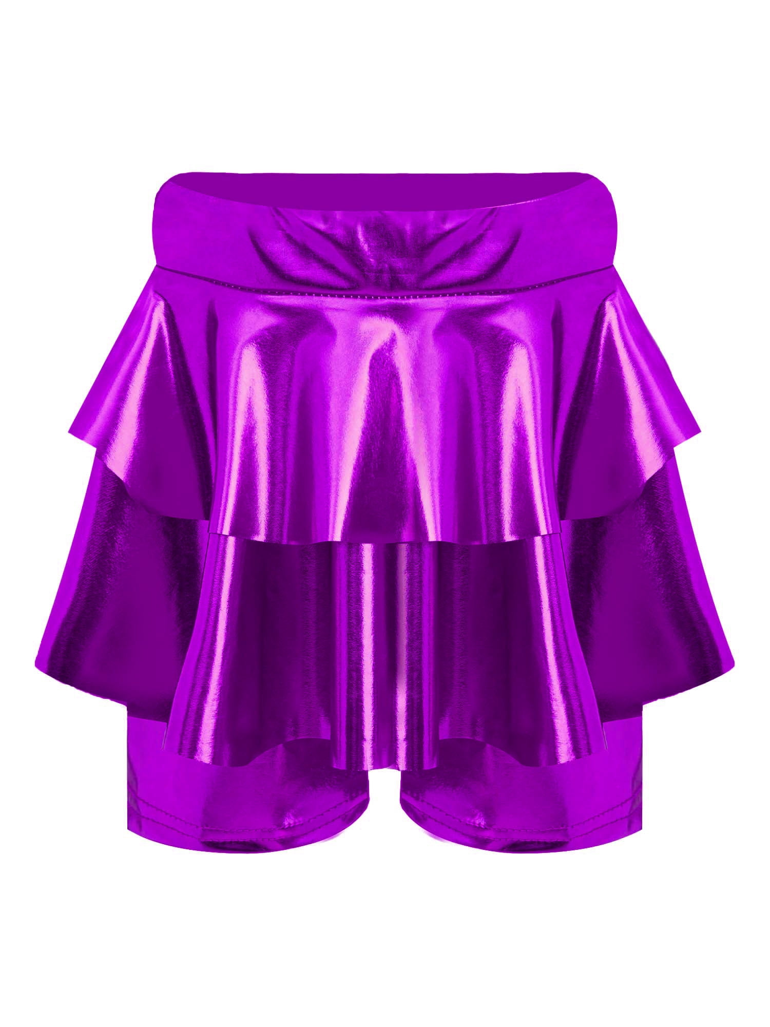 TSSOE Kids Girls Sparkly Metallic Skirted Shorts Elastic Waist Shiny ...