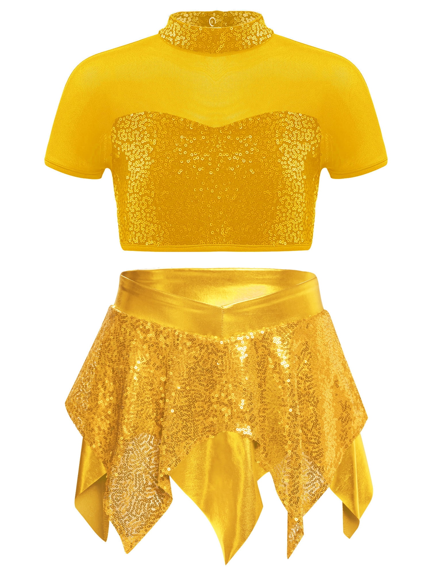 TSSOE Kids Girls Street Ballet Disco Jazz Dance Outfits Short Sleeve ...