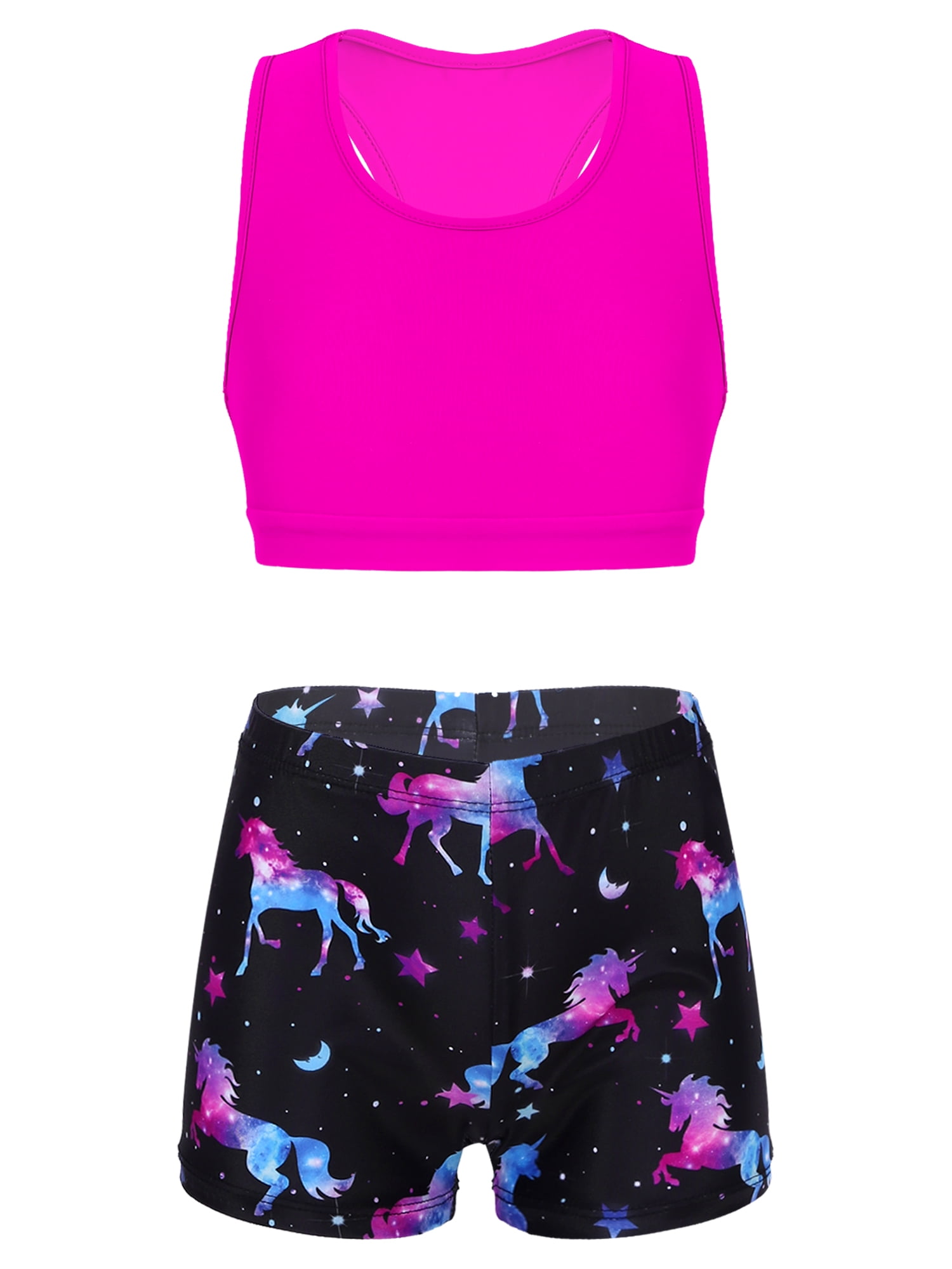 TSSOE Kids Girls Two Piece Sport Outfits Gymnastic Exercise Crop Top ...