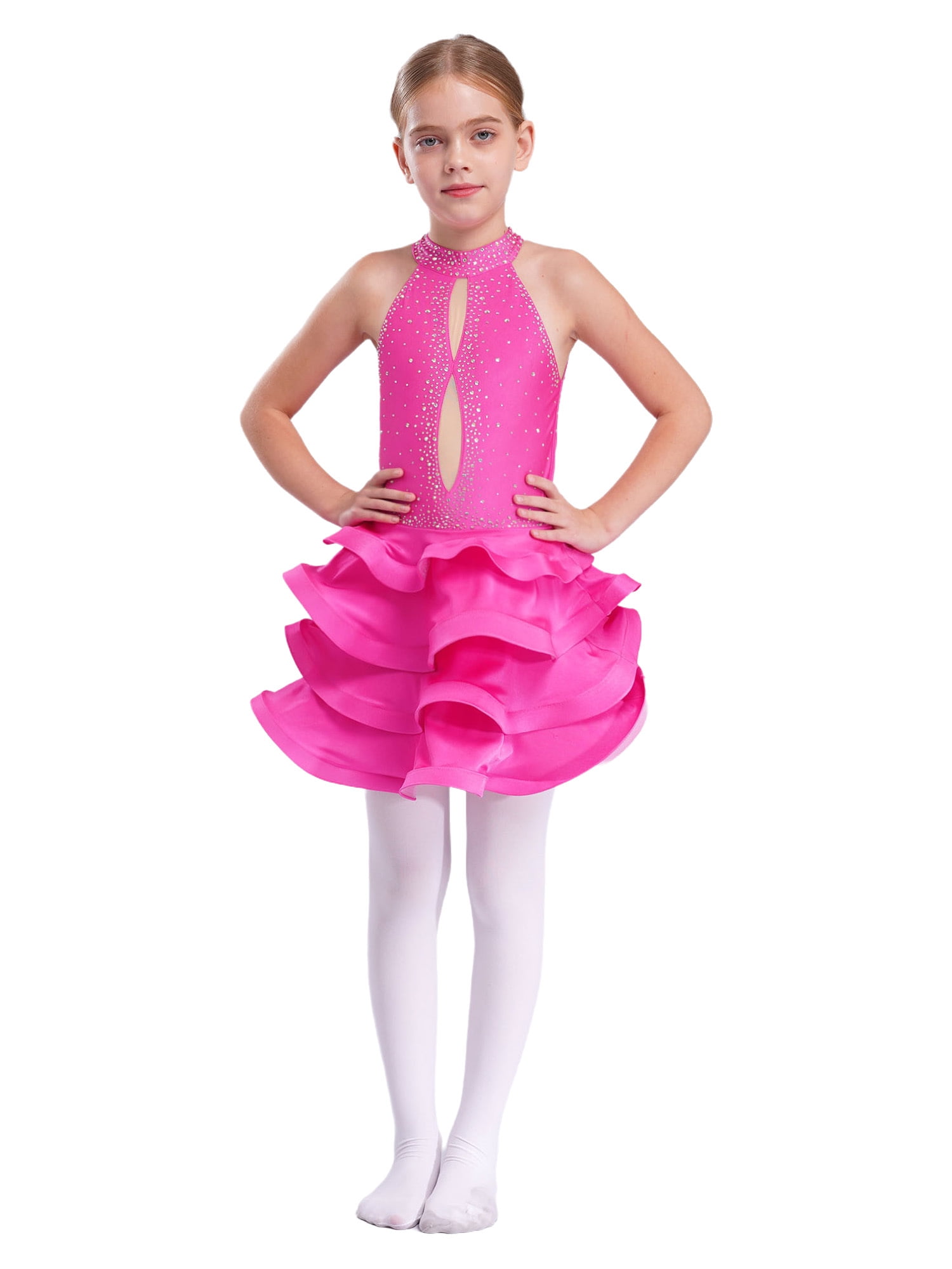 TSSOE Latin Dance Dress for Girls Ballroom Samba Rumba Dance Wear ...