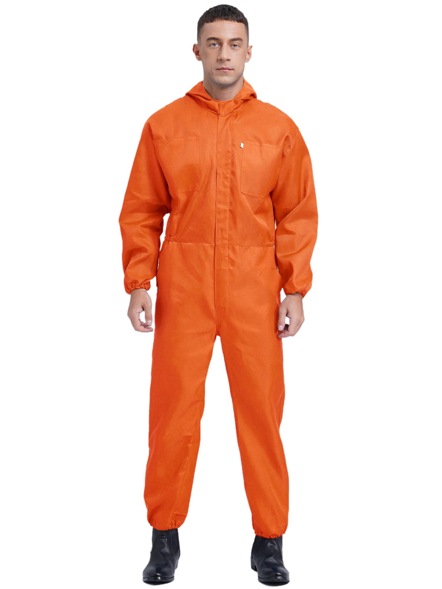 TSSOE Mens Dustproof Hooded Coverall Jumpsuit Long Sleeve Zipper ...
