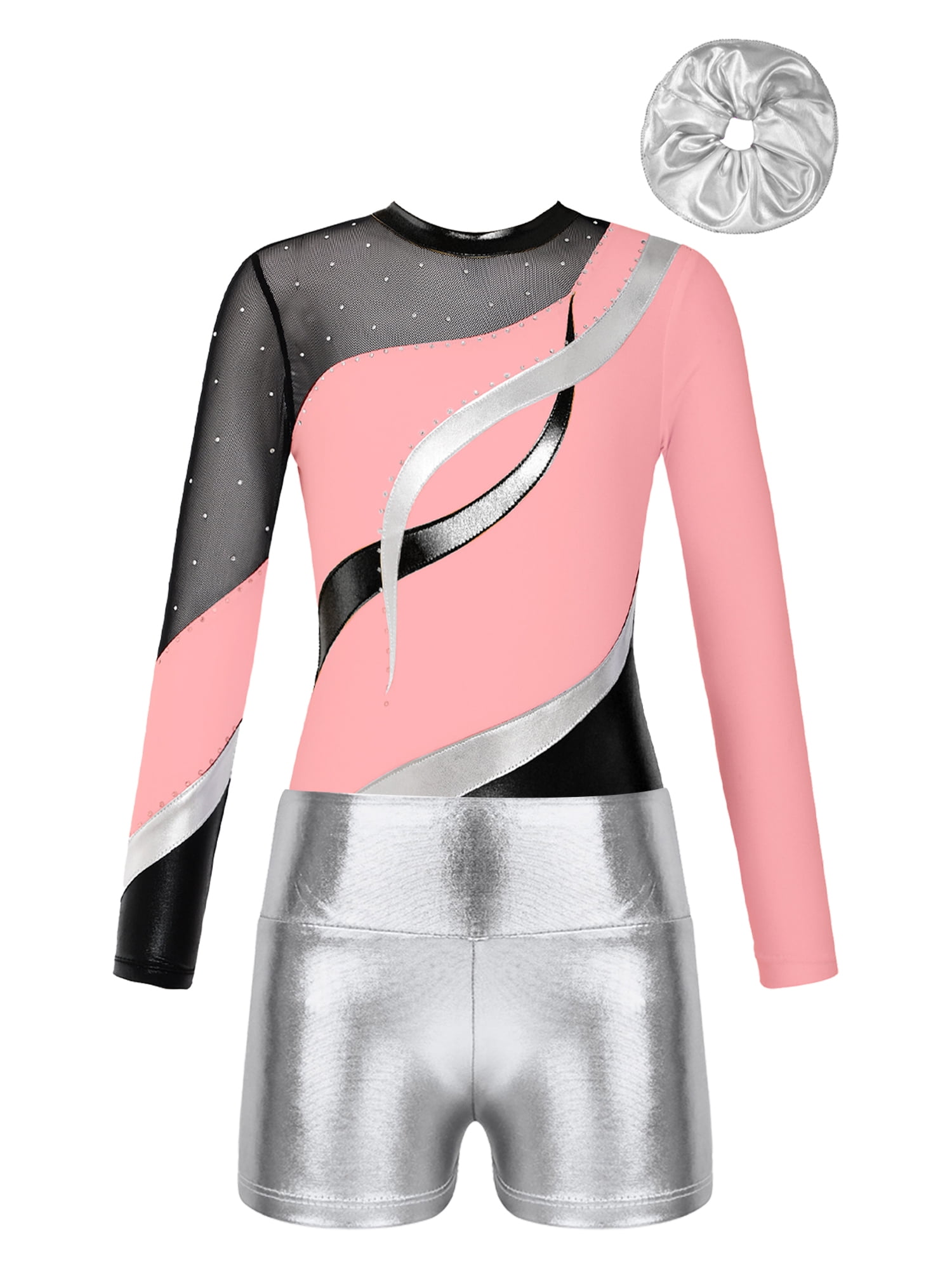 TSSOE Sparkle Leotards for Girls Long Sleeve Gymnastics with Shorts ...