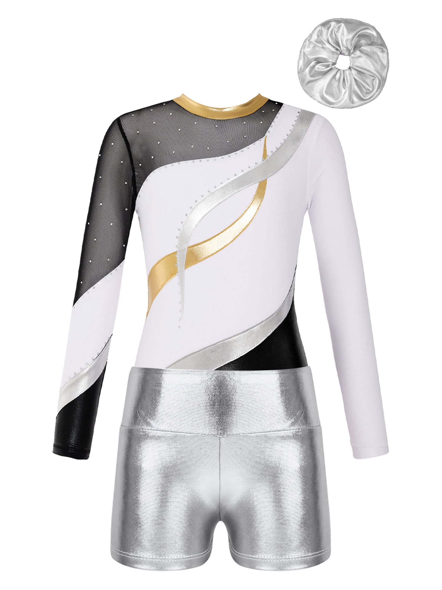 TSSOE Sparkle Leotards for Girls Long Sleeve Gymnastics with Shorts ...