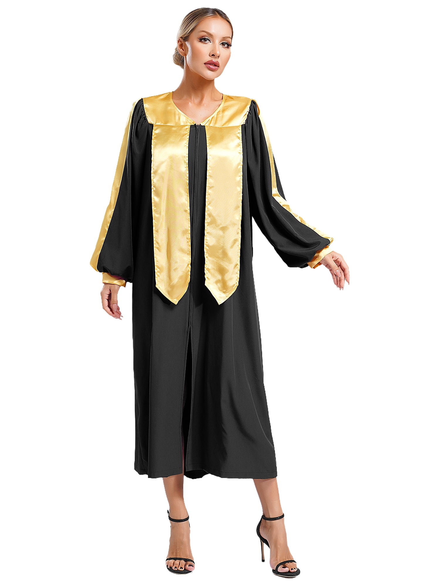TSSOE Unisex Matte Choir Robe Adults V-neck Long Sleeve Graduation Gown ...