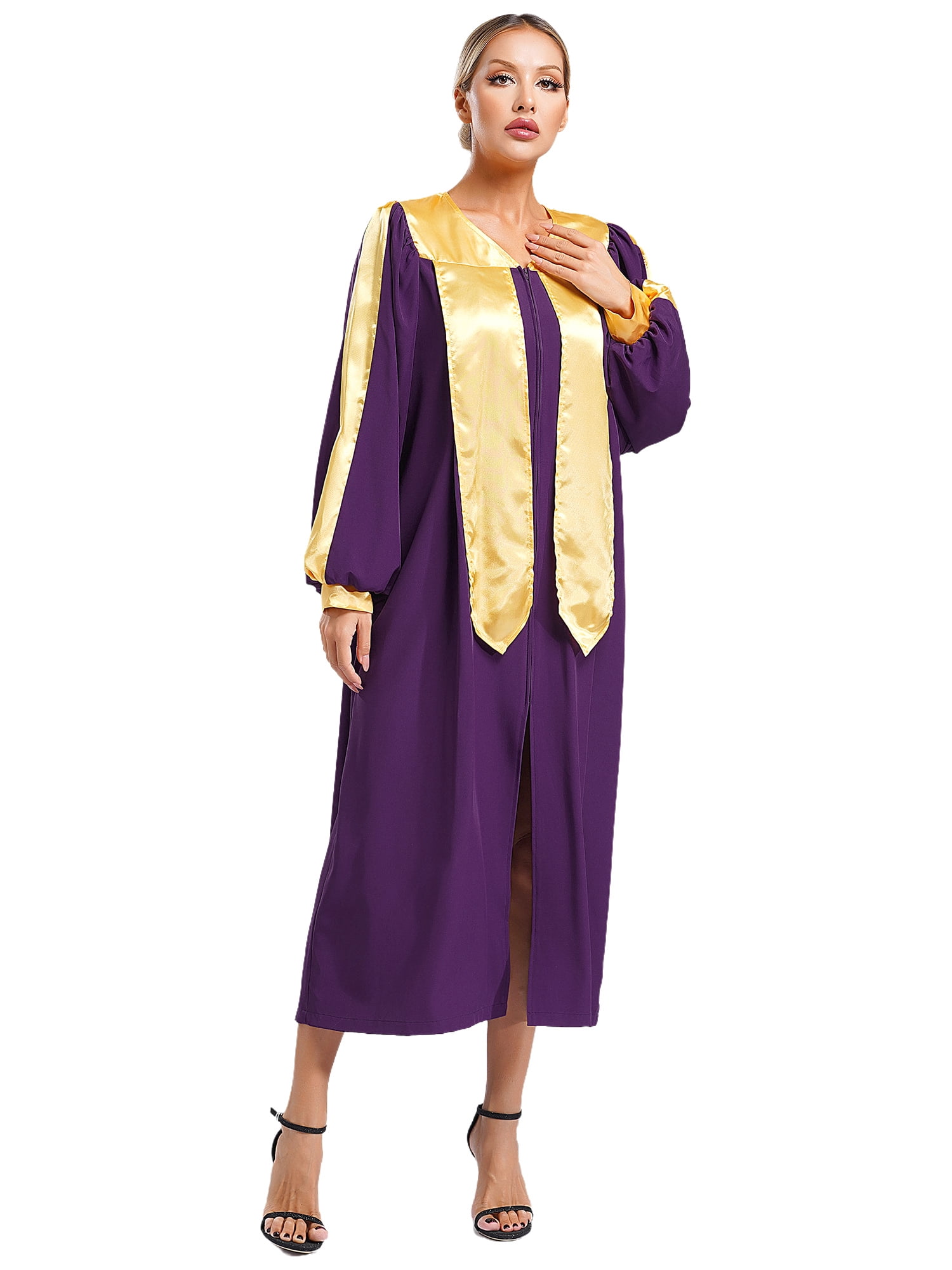 TSSOE Unisex Matte Choir Robe Adults V-neck Long Sleeve Graduation Gown ...