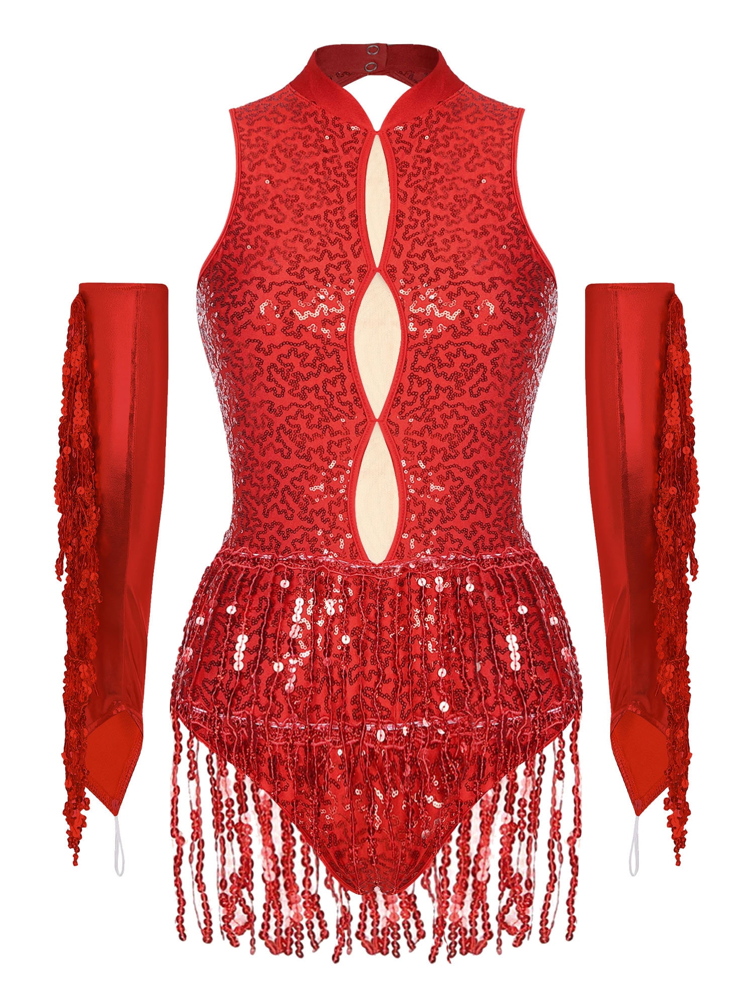 TSSOE Women Glittery Sequins Tassels Latin Jazz Samba Rumba Tango Dance ...