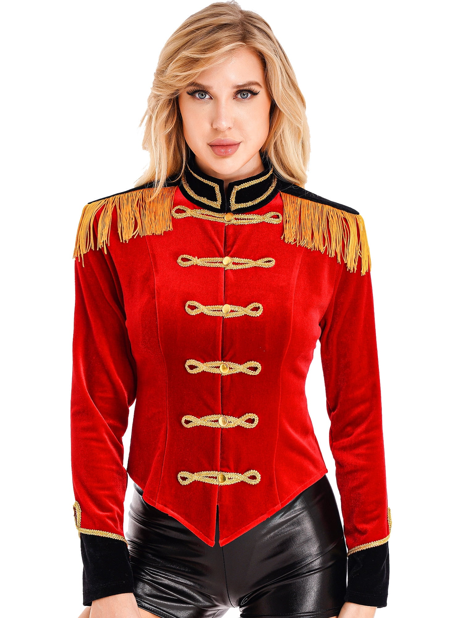 TSSOE Women Tassel Jacket Velvet Victorian Tailcoat Party Showman ...