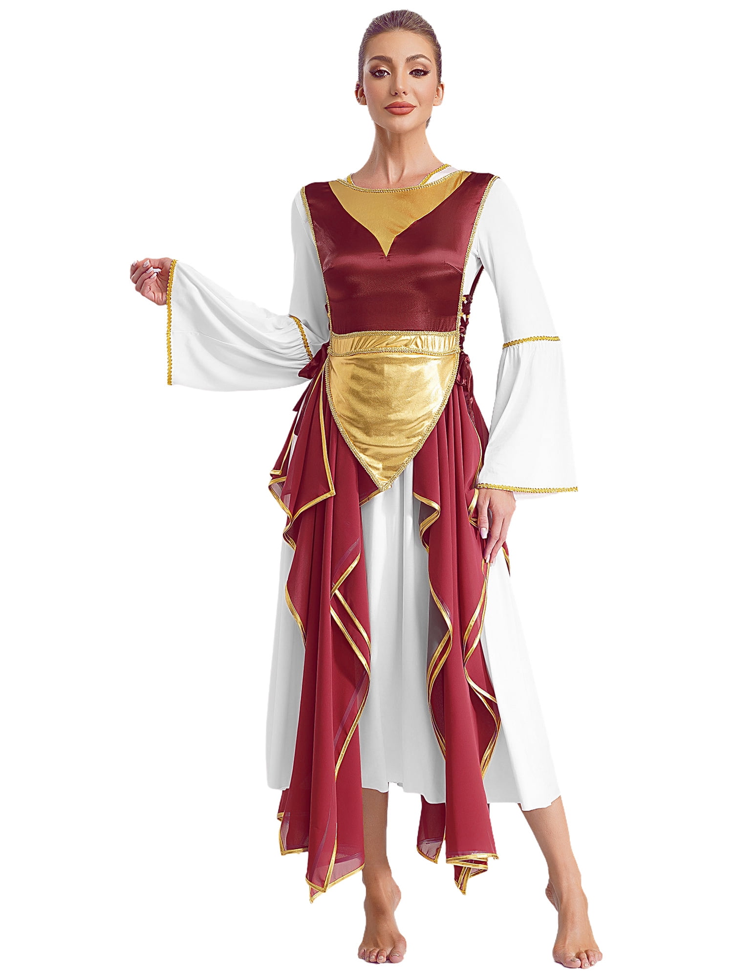 TSSOE Worship Overlays for Women Sleeveless Praise Dance Tunic Sides Split Lace Up Pullover ...