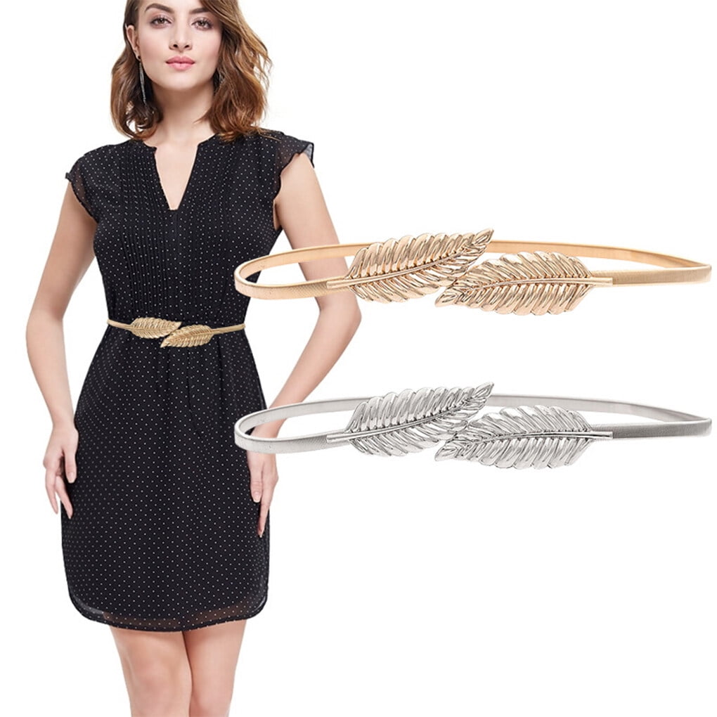 TSSUOUN Dress Belt Elastic Simple Style Adjustable Leaves Stretching ...