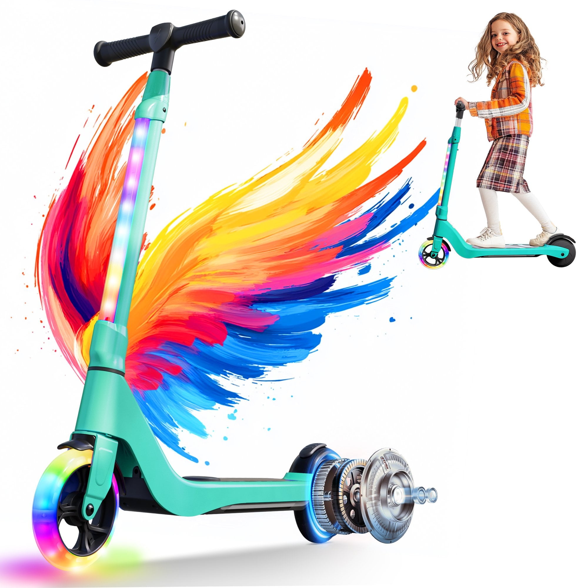 TST Electric Scooter for Kids, 100W Adjustable Kick Scooter with ...