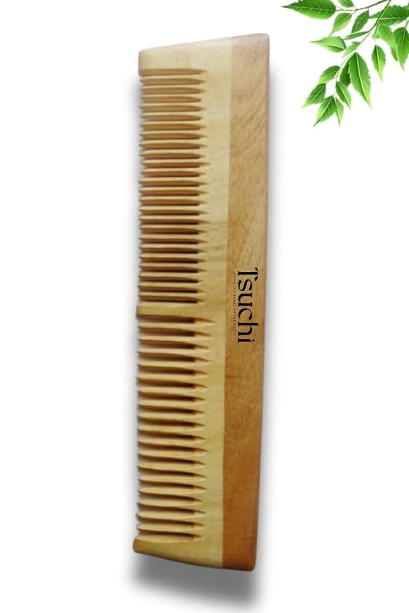 TSUCHI Neem Wood Comb Set Herbal Oil Treated Handmade Rosewood Fine and ...